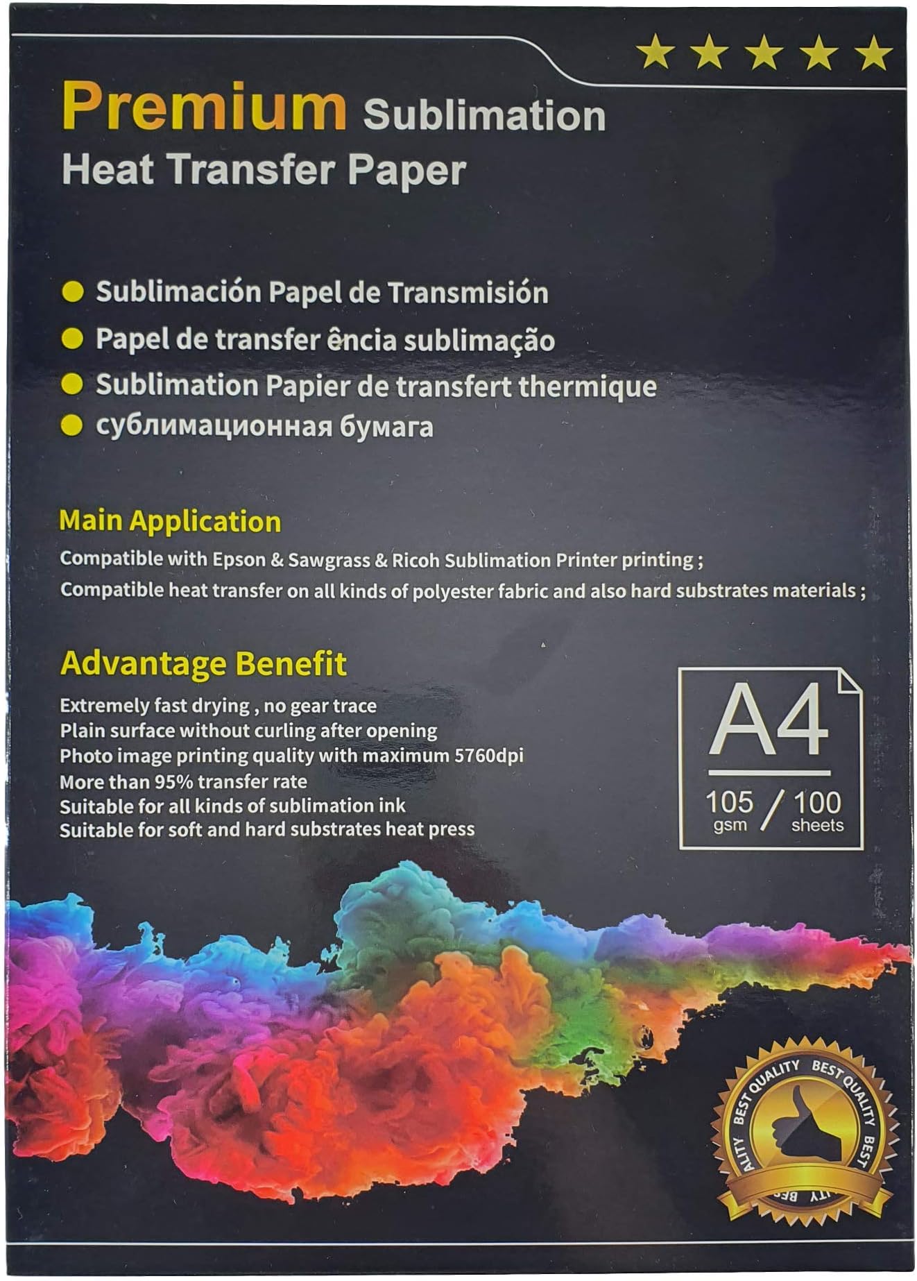 A-SUB Sublimation Paper A4 210 x 297 mm 100 Sheets 125 g/m2 Compatible ...