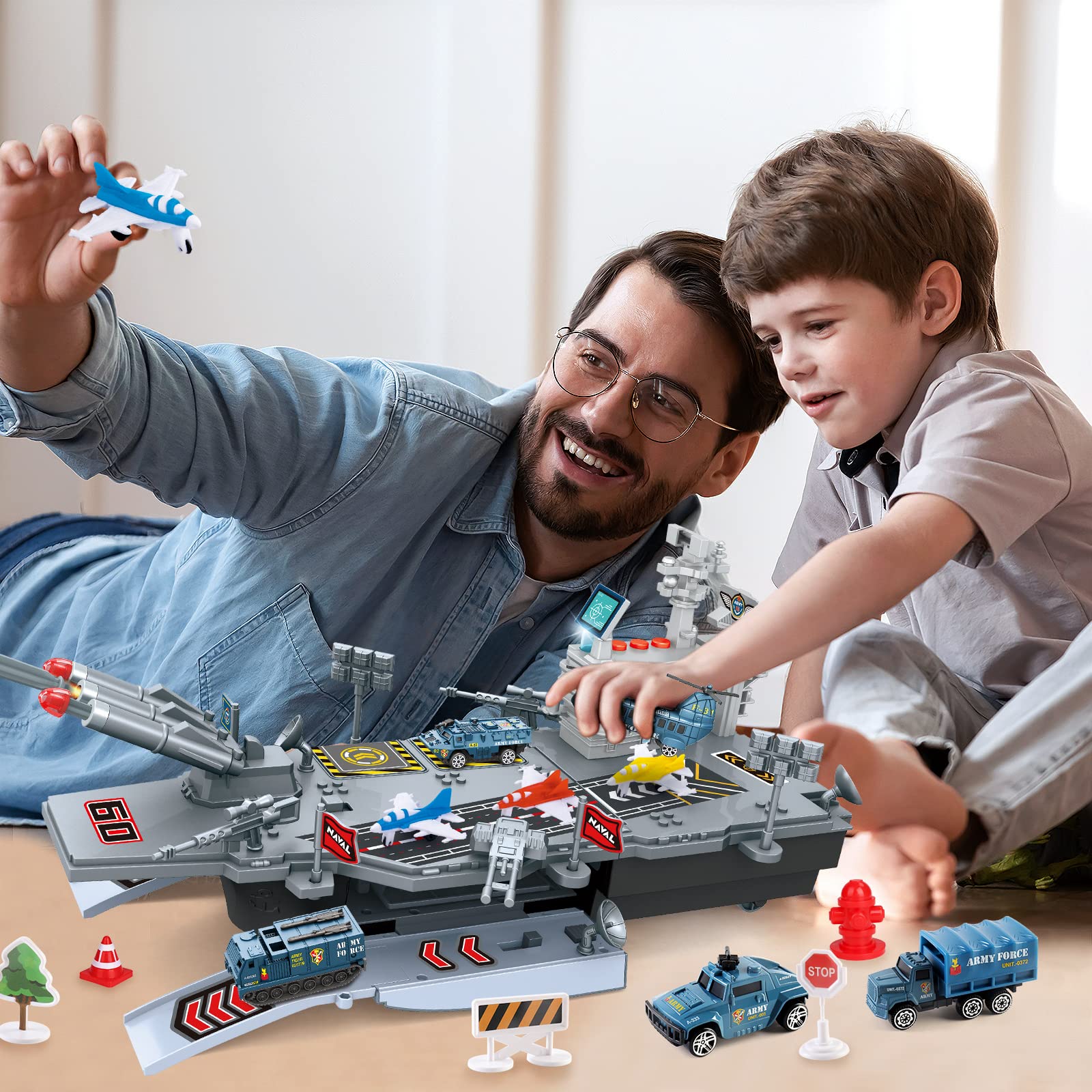 Snapklik.com : deAO Aircraft Carrier Toy Military Naval Ship Play Set