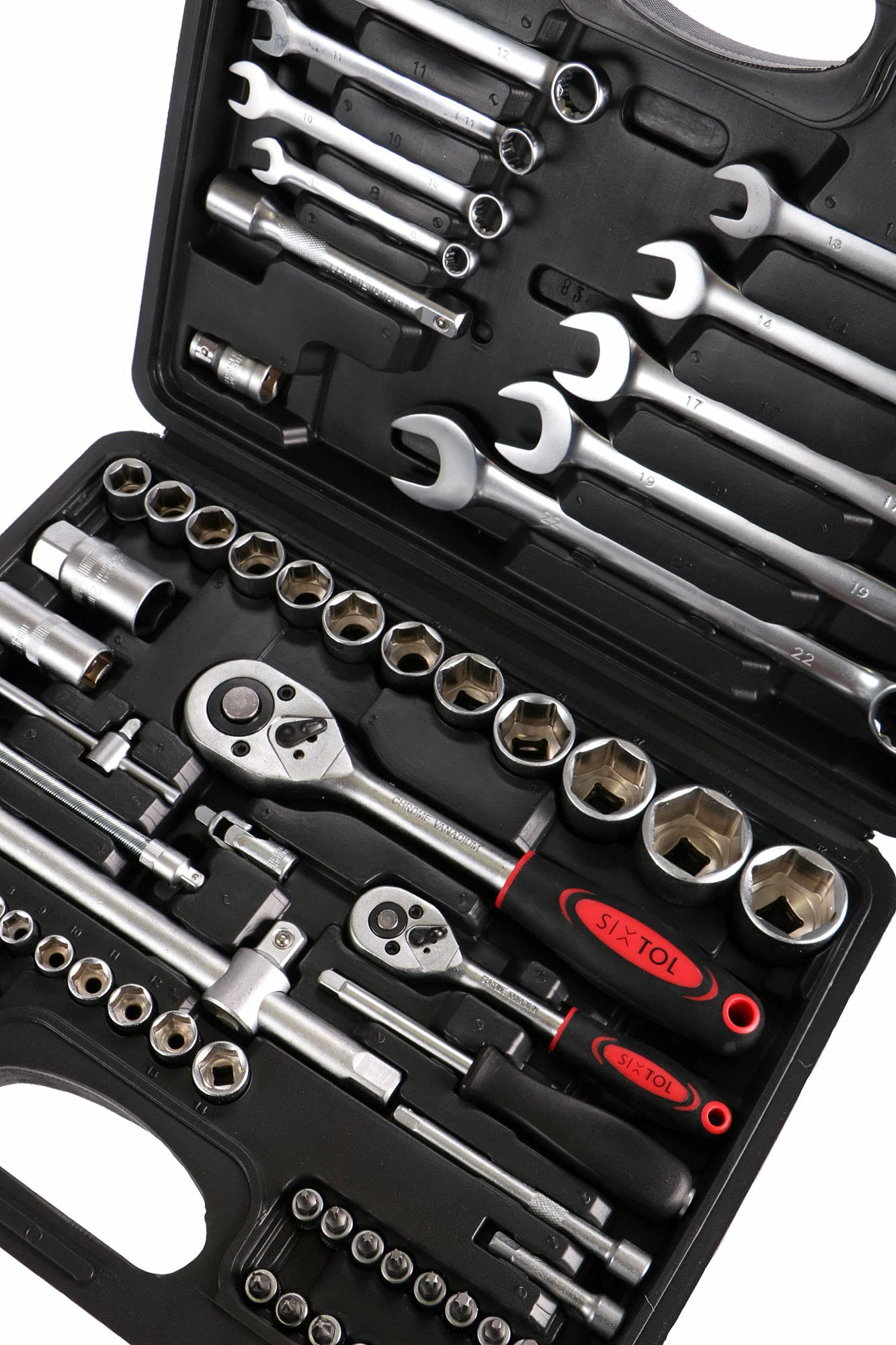 SIXTOL Tool Set 82 Pieces in a Tool Case Socket Set, Steel Wrench ...
