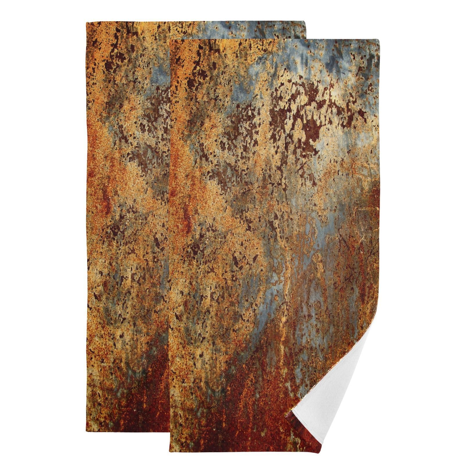 Amazon.com: XALOGEER Brown Rust Metal Hand Towels for Bathroom Set of 2 ...