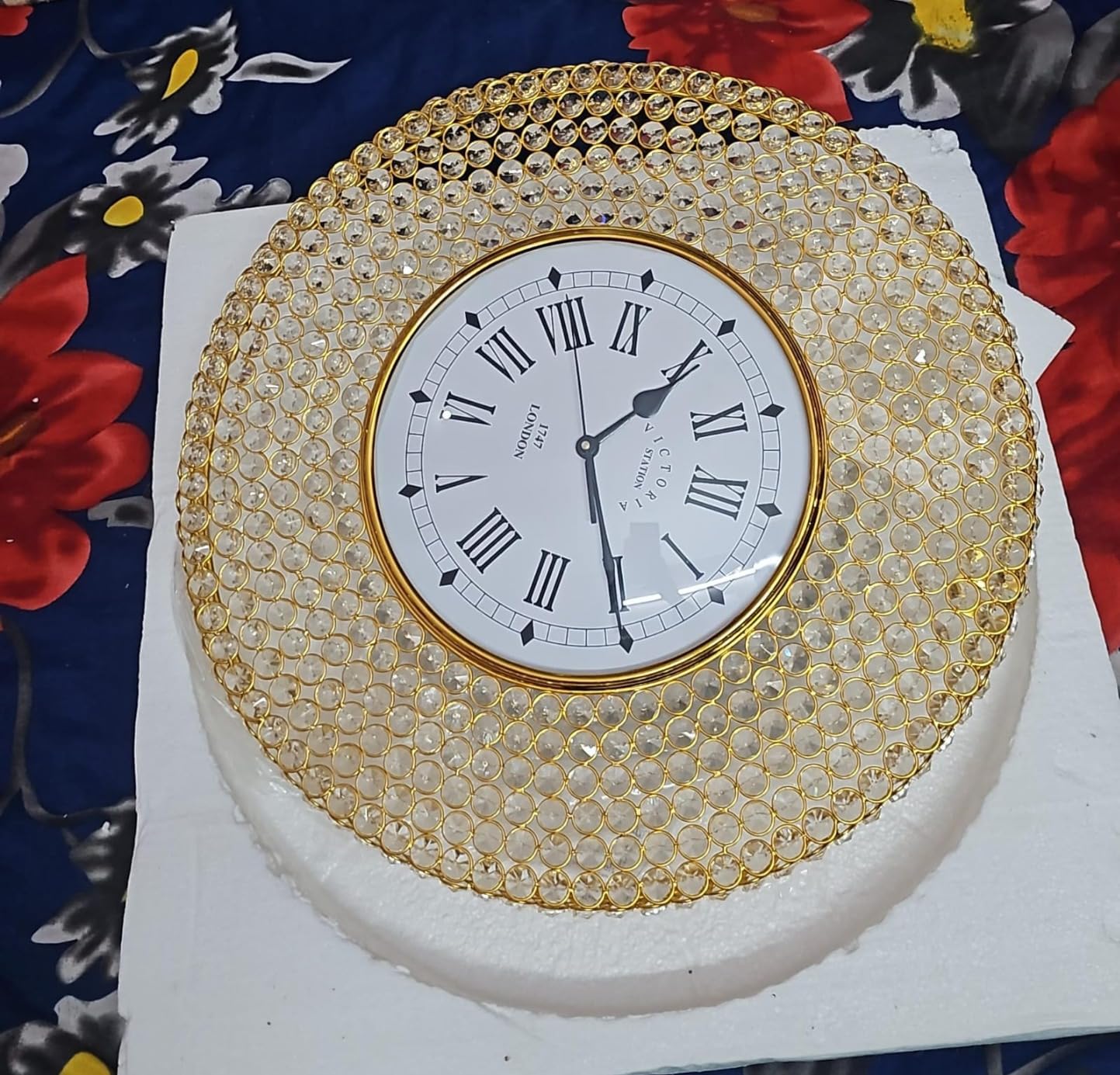 Buy Large Decorative Crystal Wall Clock (19") Metal Abstract Crystal ...