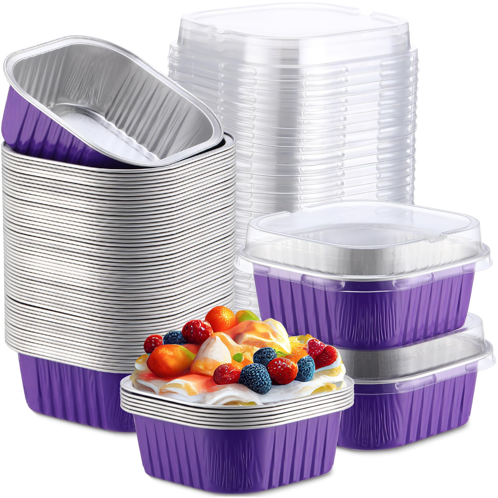 Amazon.com: Aoriher 150 Pieces 10 oz Mini Cake Pans with Lids Aluminum ...