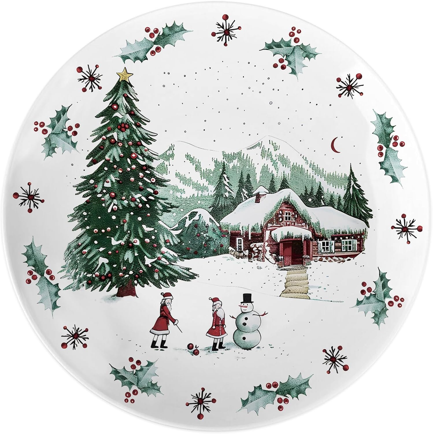 VIYNRAN 10" Christmas Melamine Dinner Plate – Reusable, Shatter-Proof ...