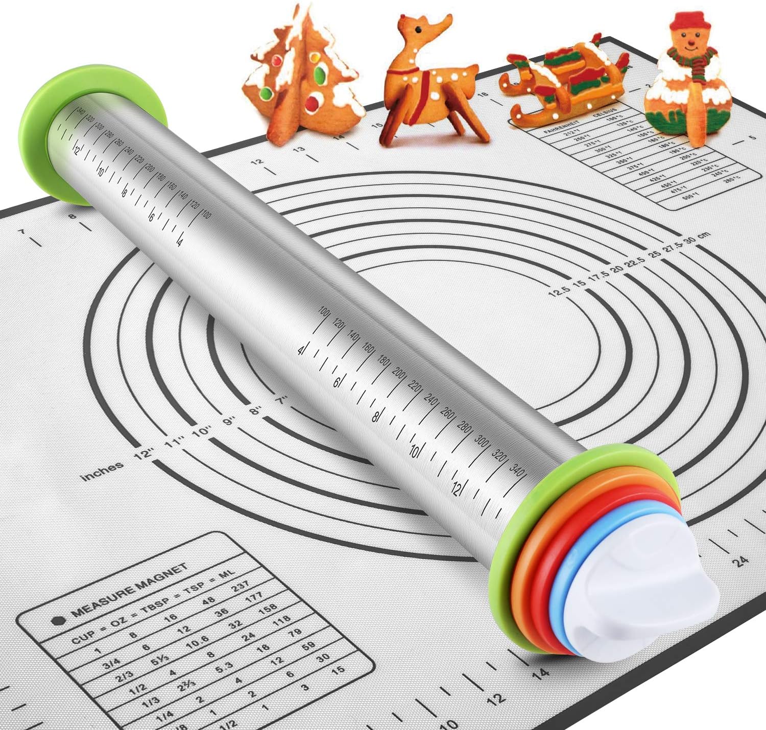 Amazon.com: 16 Pieces Rolling Pin Guide Ring Spacer Bands Thickness ...