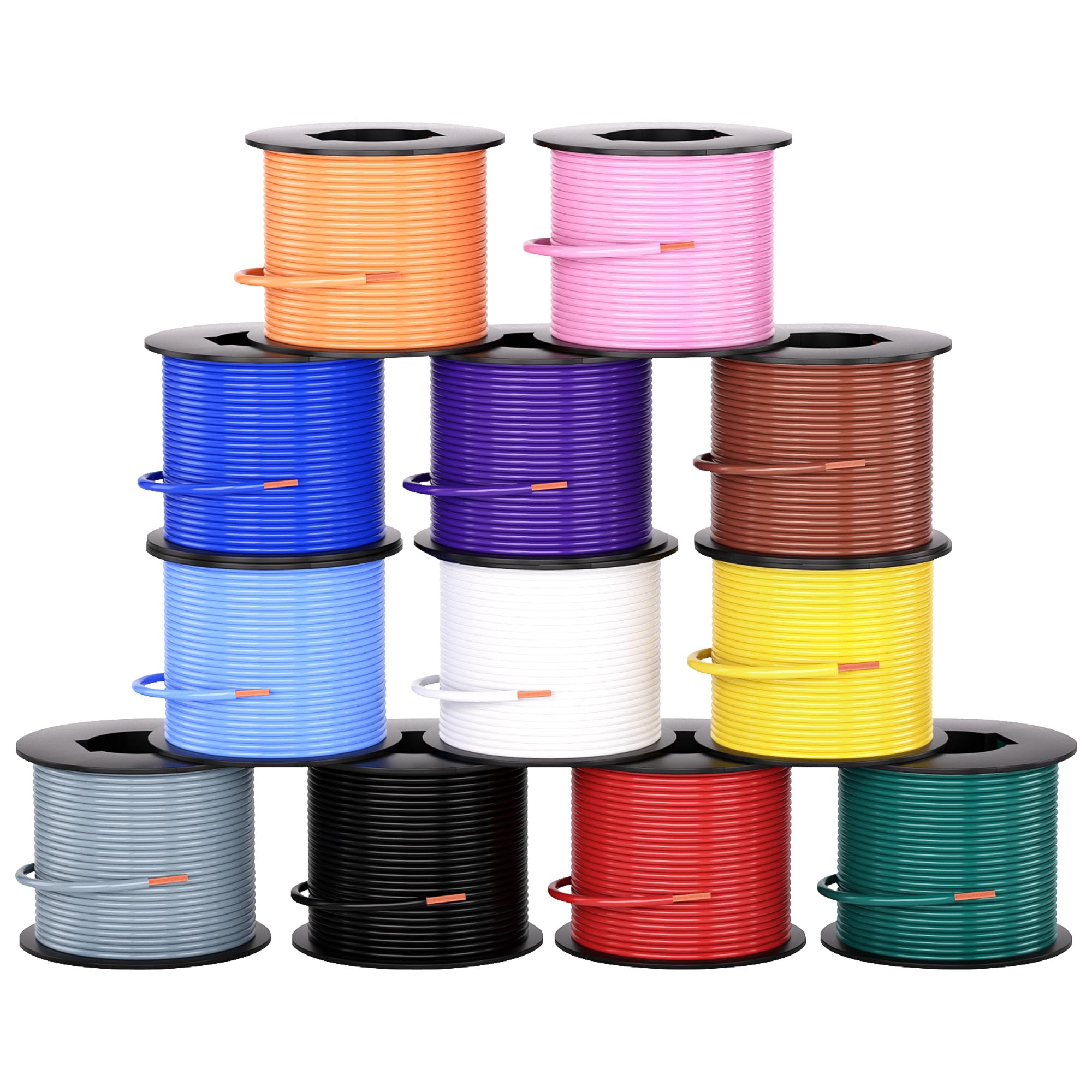 GOGOONE 12X Rolls 14 Gauge 100FT Automotive Primary Wire Spools Copper ...