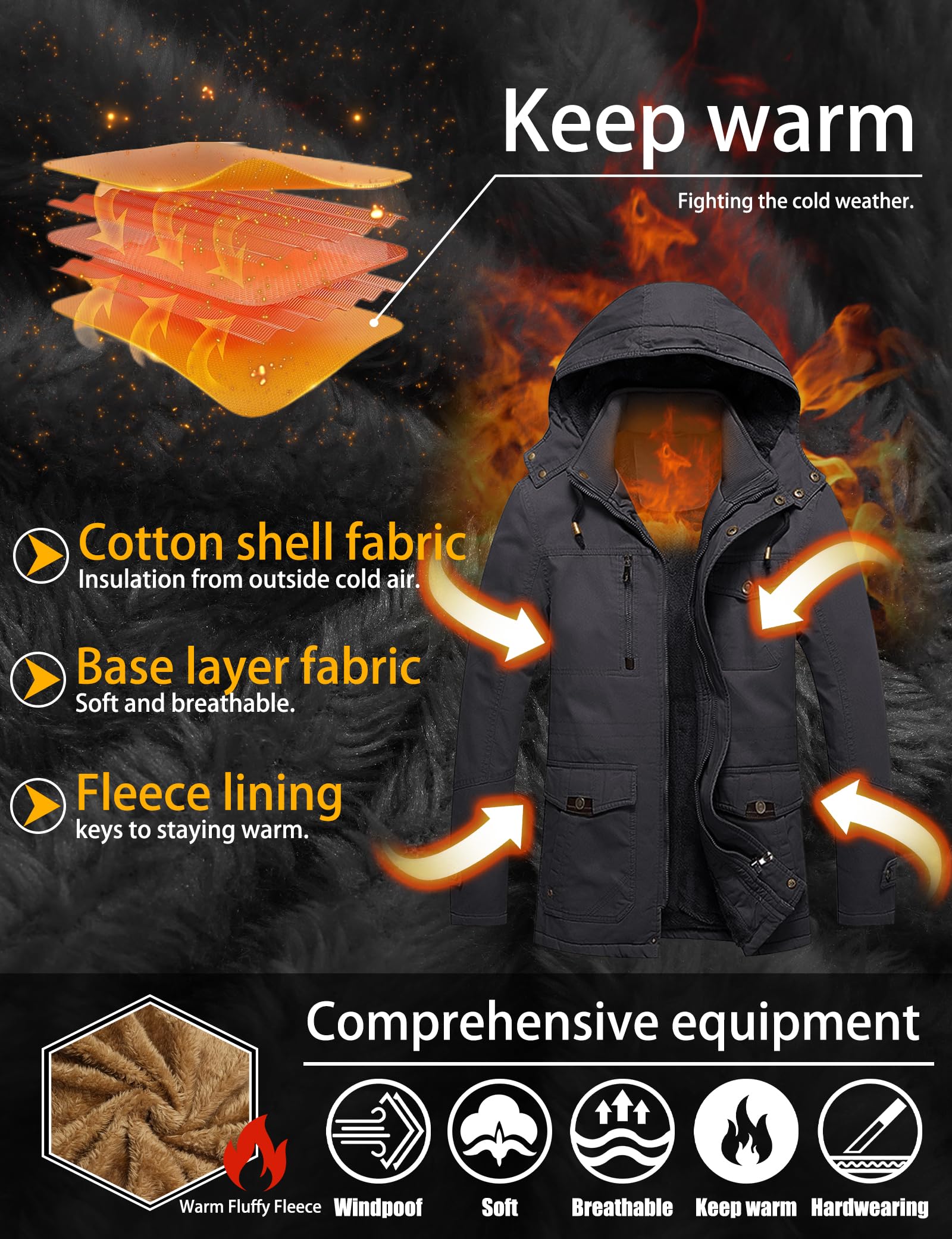 Snapklik.com : TACVASEN Mens Winter Jackets Thick Coats Warm Fleece ...