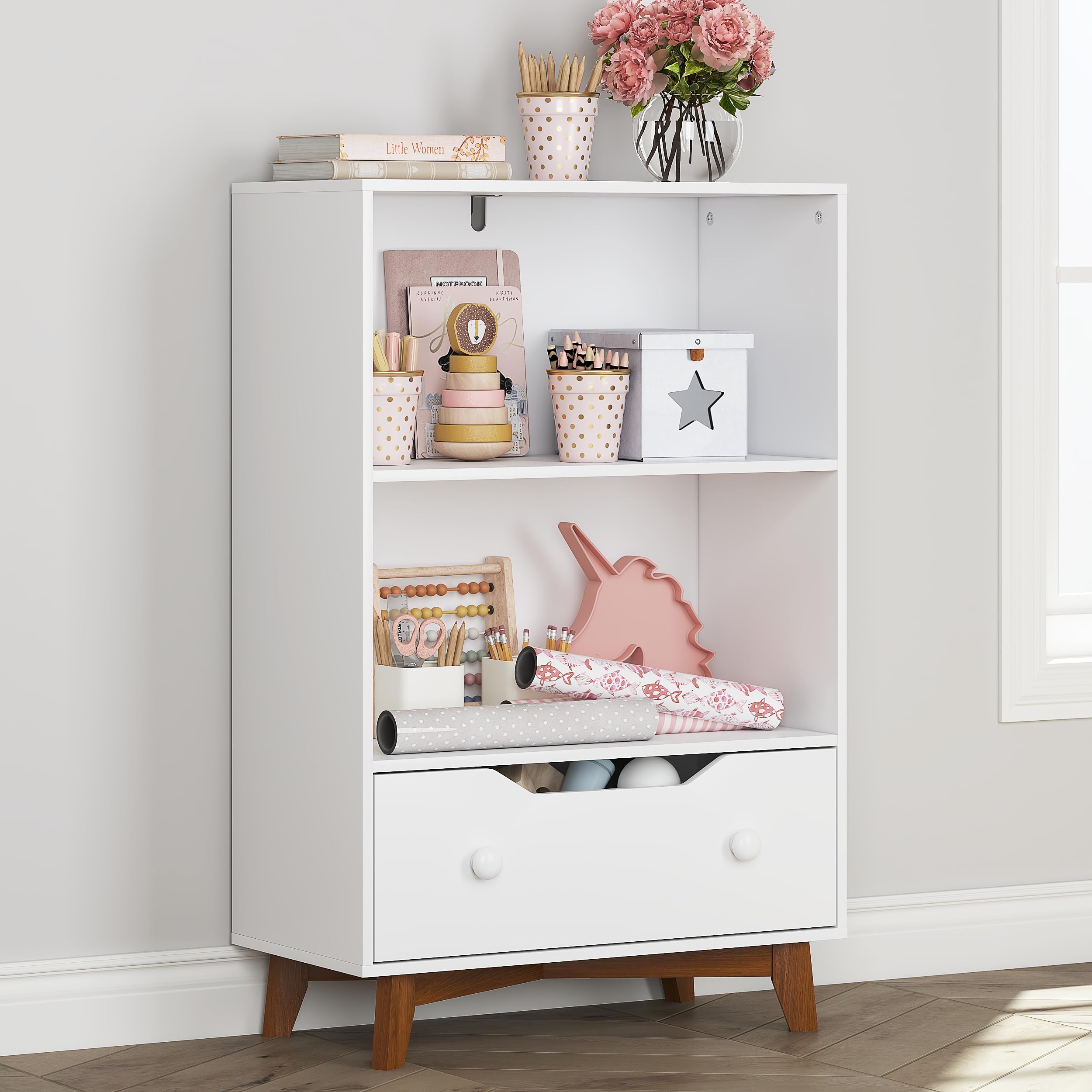 Amazon.com: UTEX Kids Bookshelf, Kids Toy Storage Organizer with Drawer ...