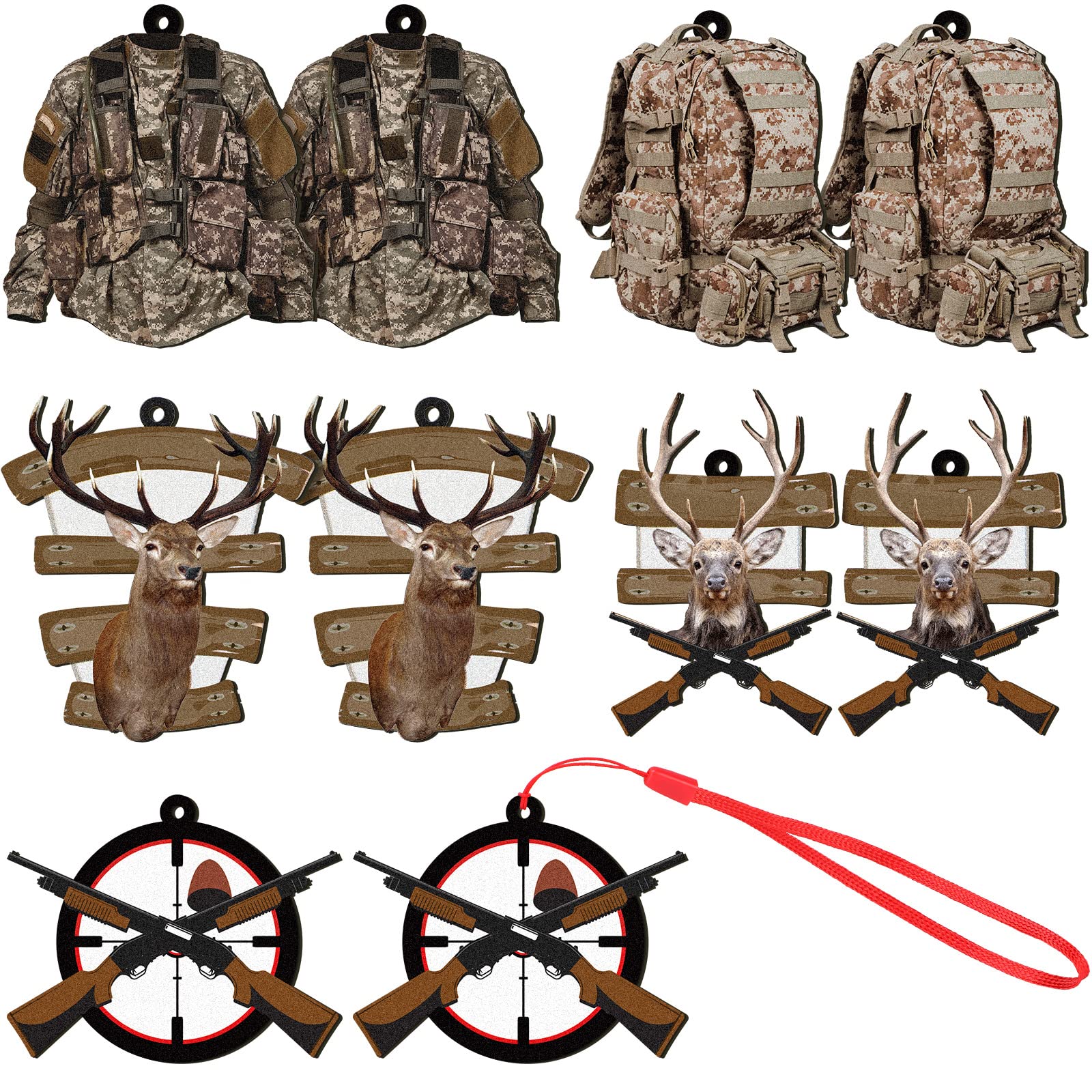 Amazon.com: 10 Pieces Christmas Deer Tree Ornaments Wooden Hunting ...