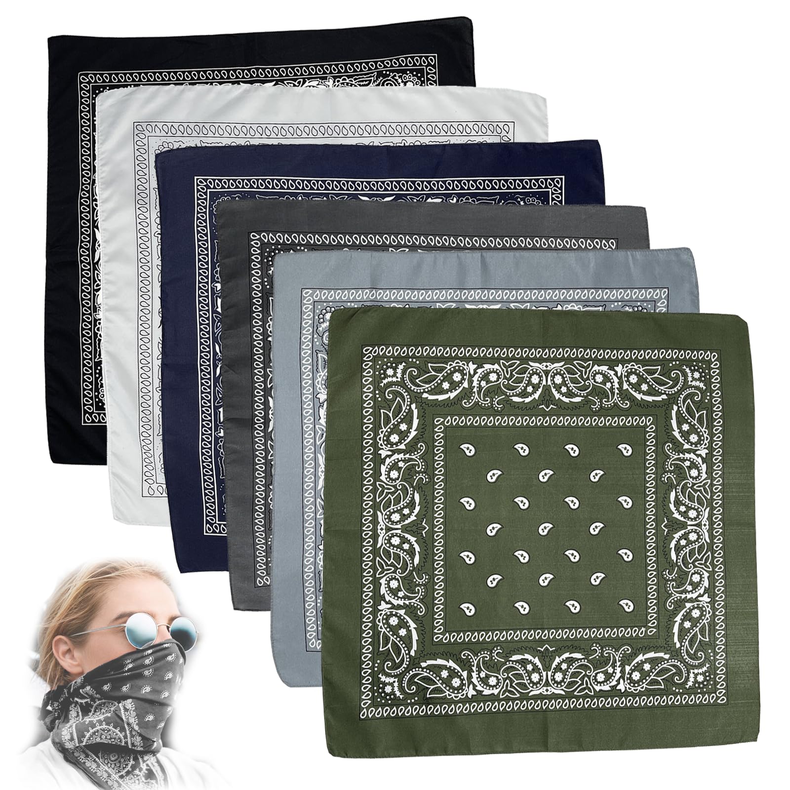 6 Pcs Bandanas hombre, Bandanas mujer, Bandanas multifuncionales ...