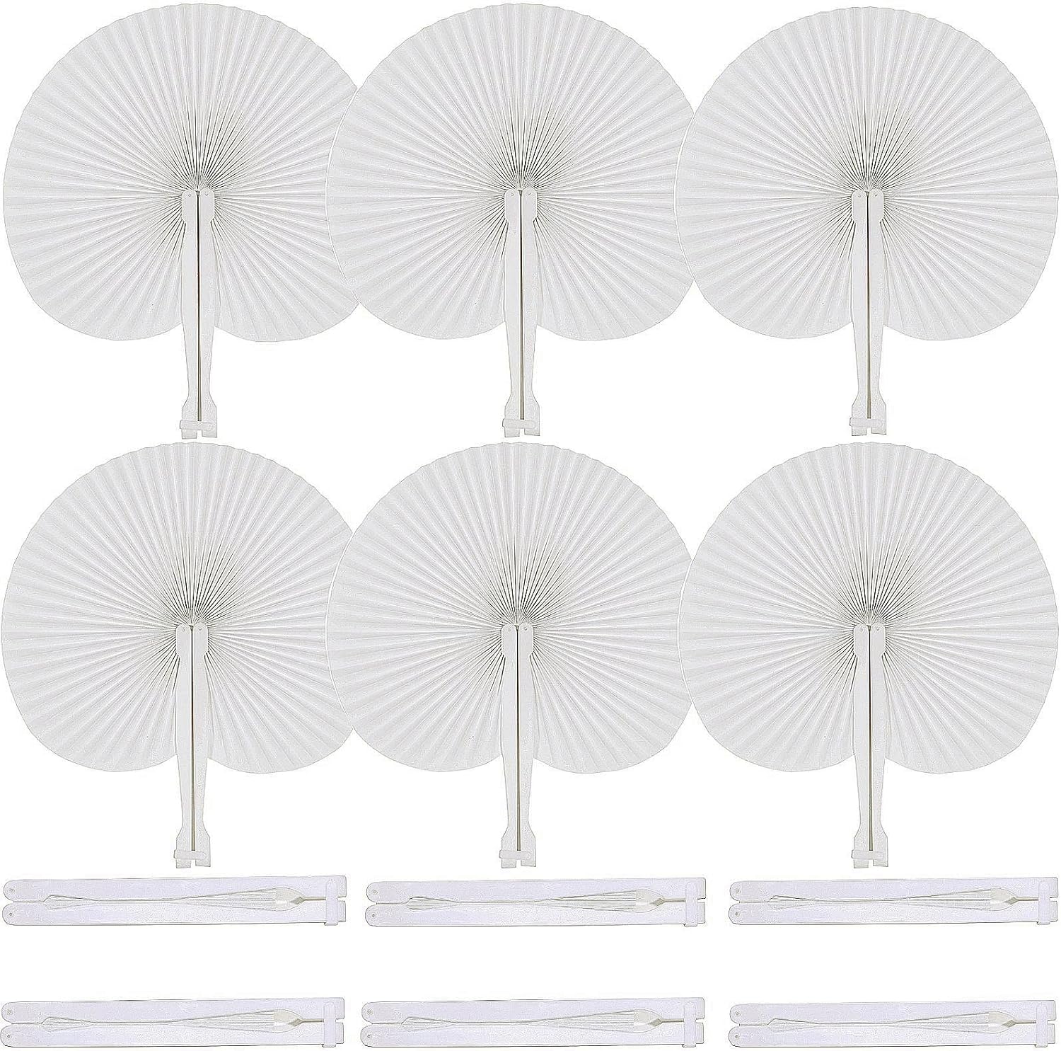 Bestage 100 Pieces Paper Fans,White Bulk Folding Foldable Hand Handheld ...