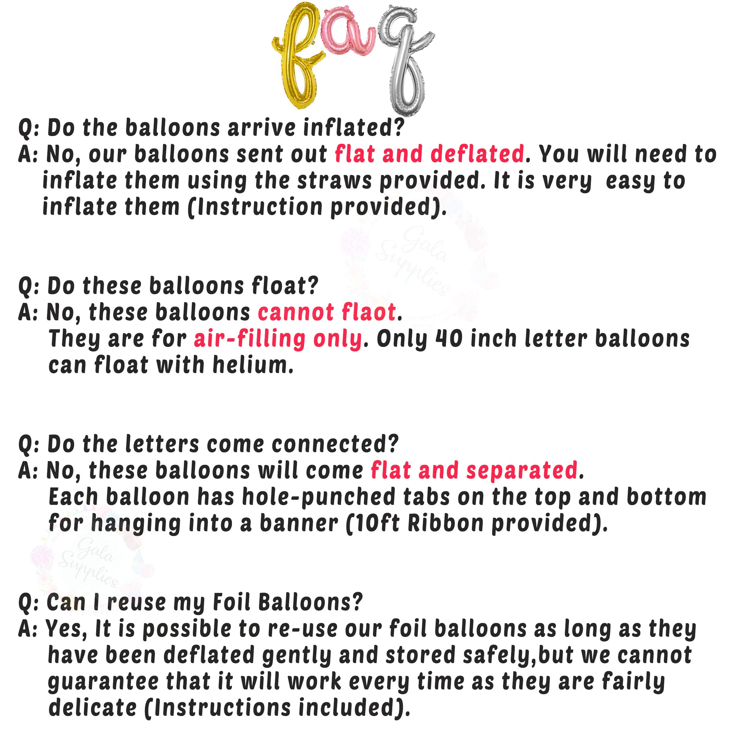 Gala Supplies Cursive Script Letter Balloons - Custom Rose Gold Silver ...