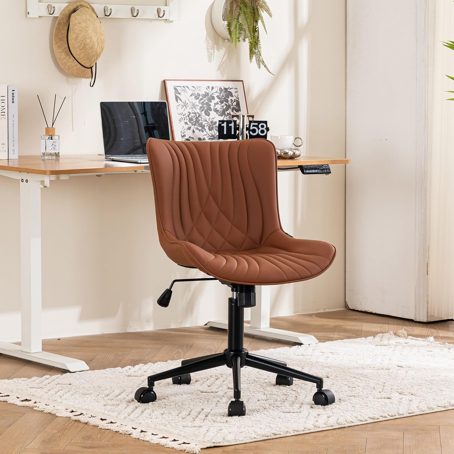Amazon.com: YOUTASTE Office Chair Modern Armless Desk Chair, Height ...