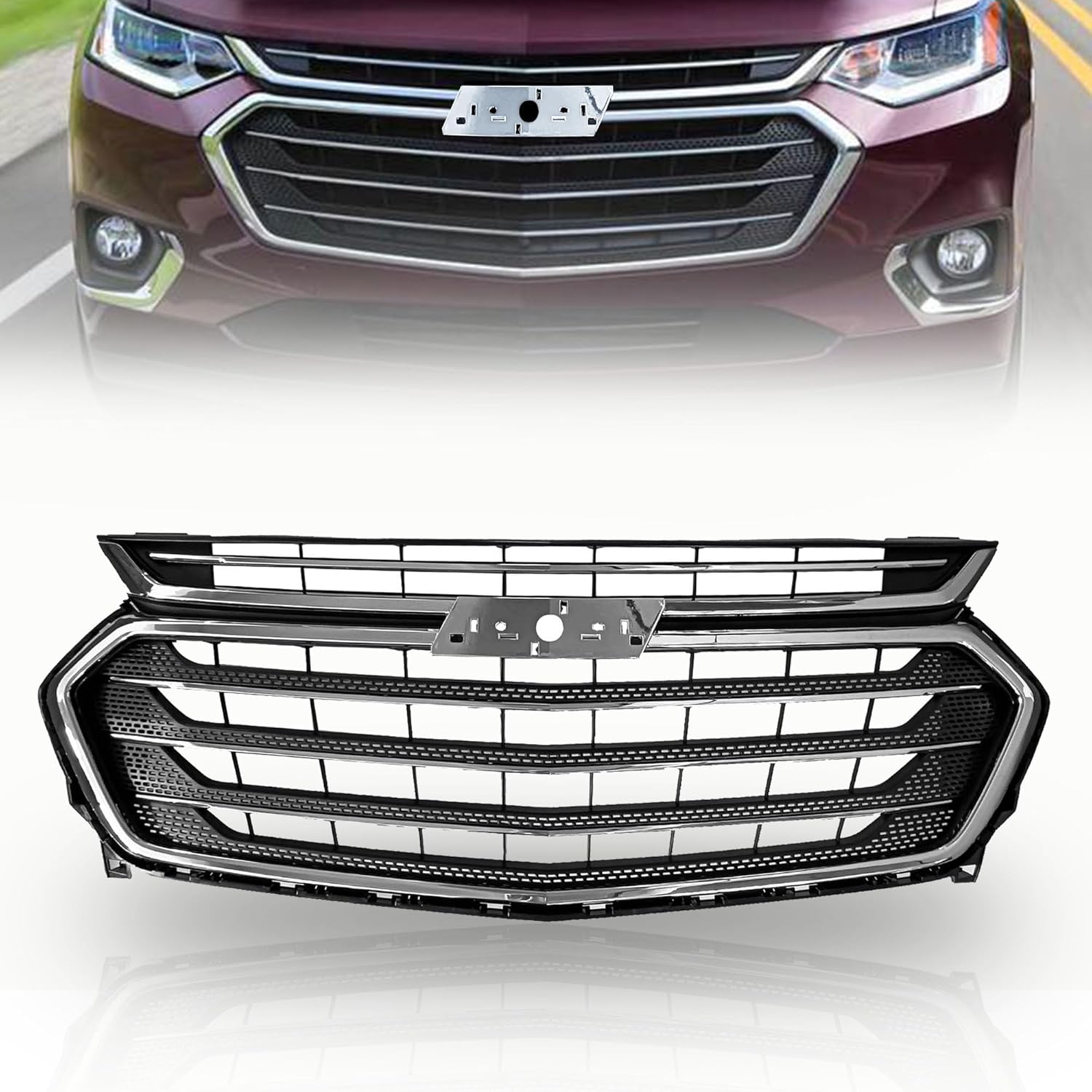 Amazon.com: Partsflow Front Bumper Upper Grill Grille Black W/Chrome ...