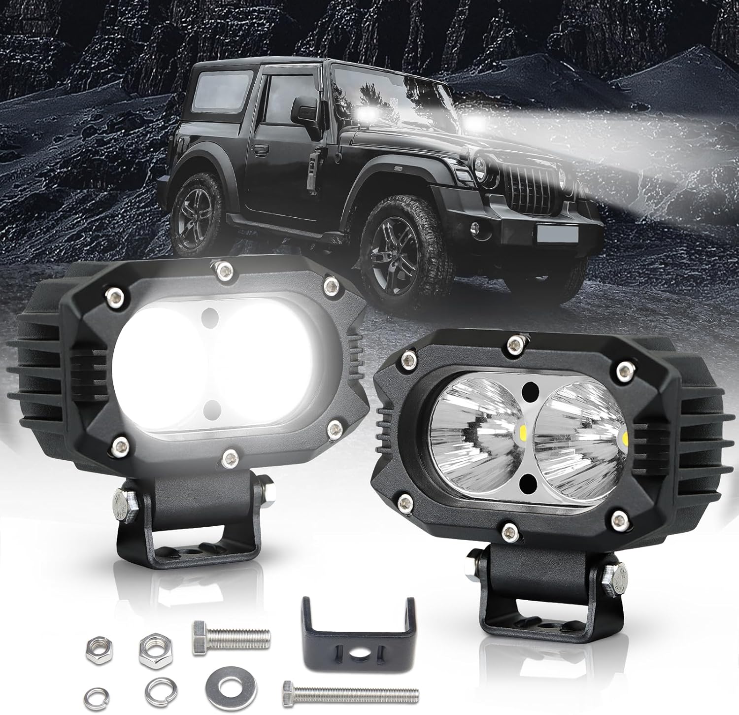 Amazon.com: NAVOROGE 4 Inch Pod Light, Square Off Road Light with 12 ...
