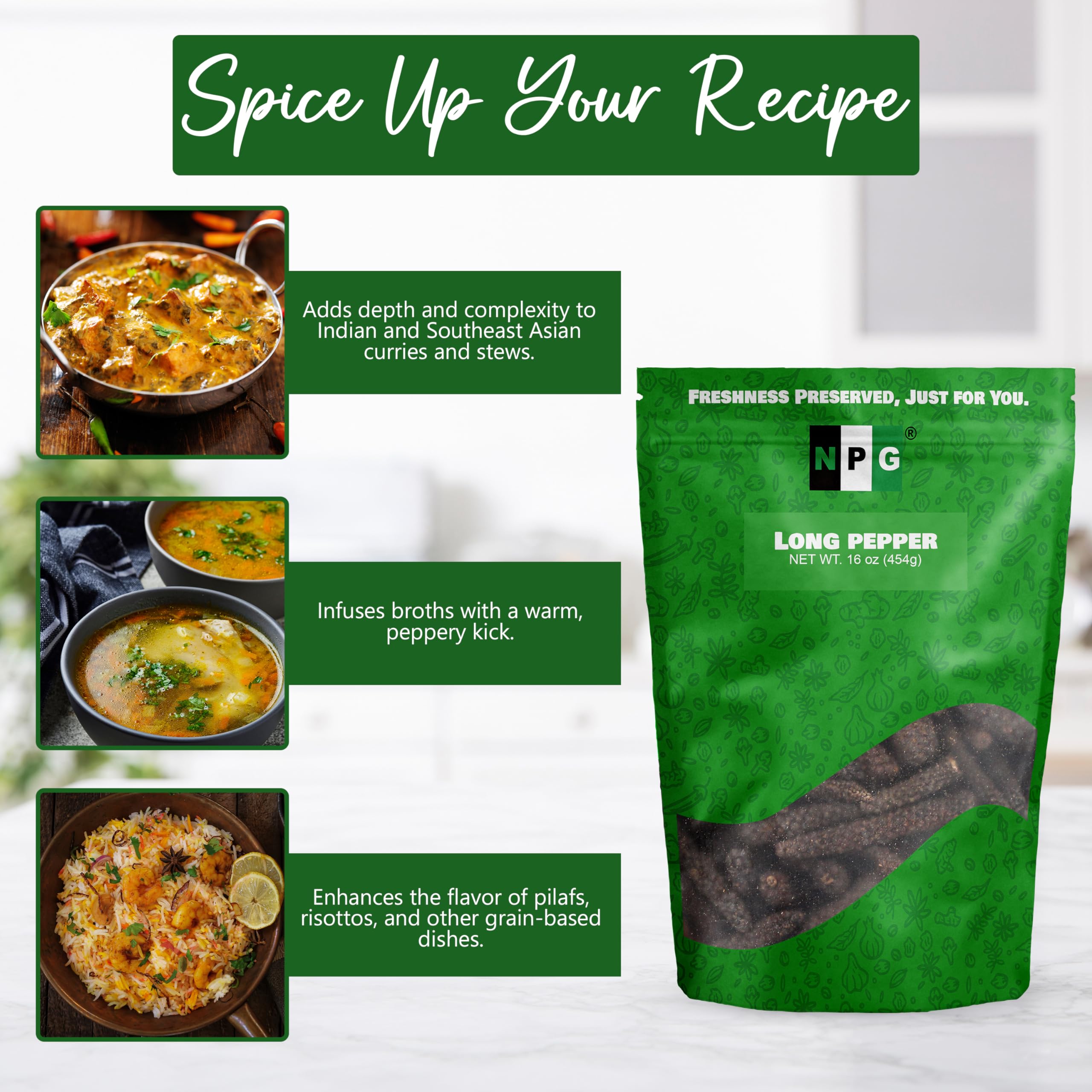 Snapklik.com : NPG Long Pepper 16 Oz, Whole Black Long Pepper, Piper ...