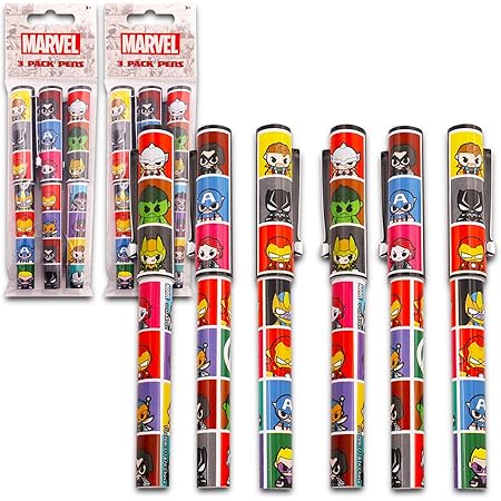 Amazon.com : Disney Marvel Avengers Pen Set - 6 Pc Ballpoint Pens for ...