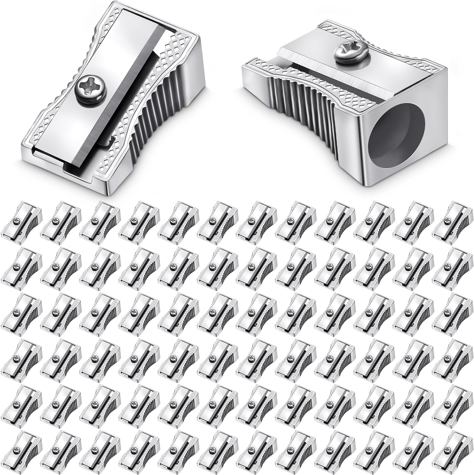 Amazon.com : Fumete 120 Pcs Metal Mini Pencil Sharpeners Handheld Metal ...
