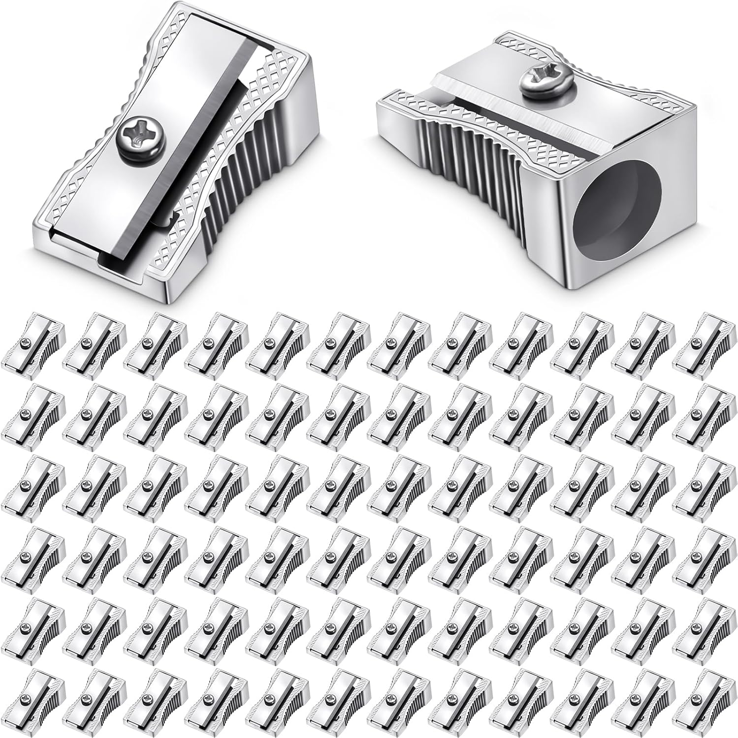 Amazon.com : Fumete 120 Pcs Metal Mini Pencil Sharpeners Handheld Metal ...