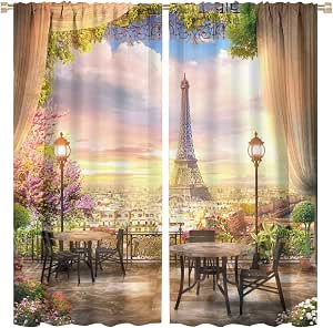 Amazon.com: JESTRONRY France Paris Eiffel Tower Curtains,Romantic ...