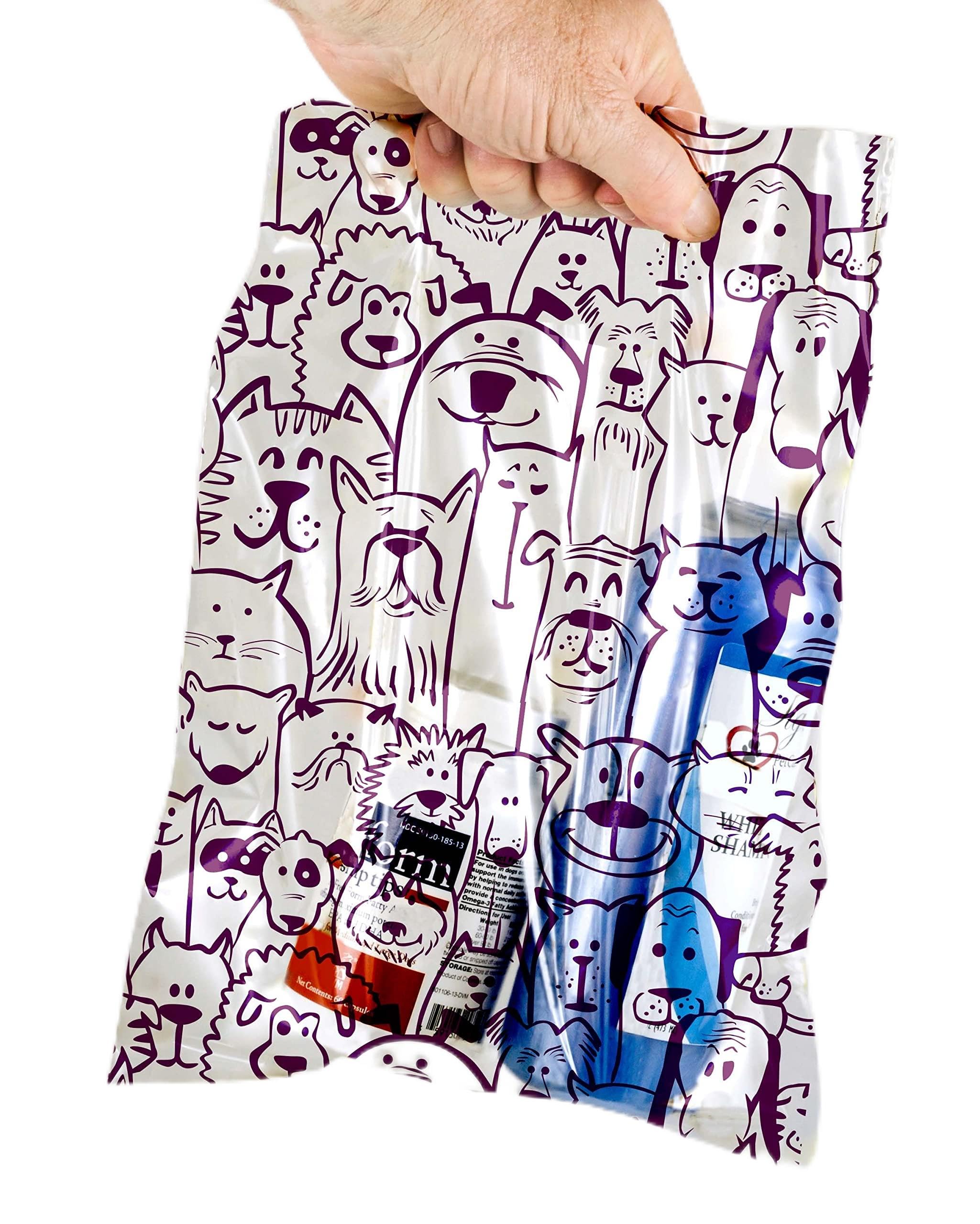 Amazon.com: 100 Pcs Pet Themed Print Bags — Seamless Pattern Cartoon ...
