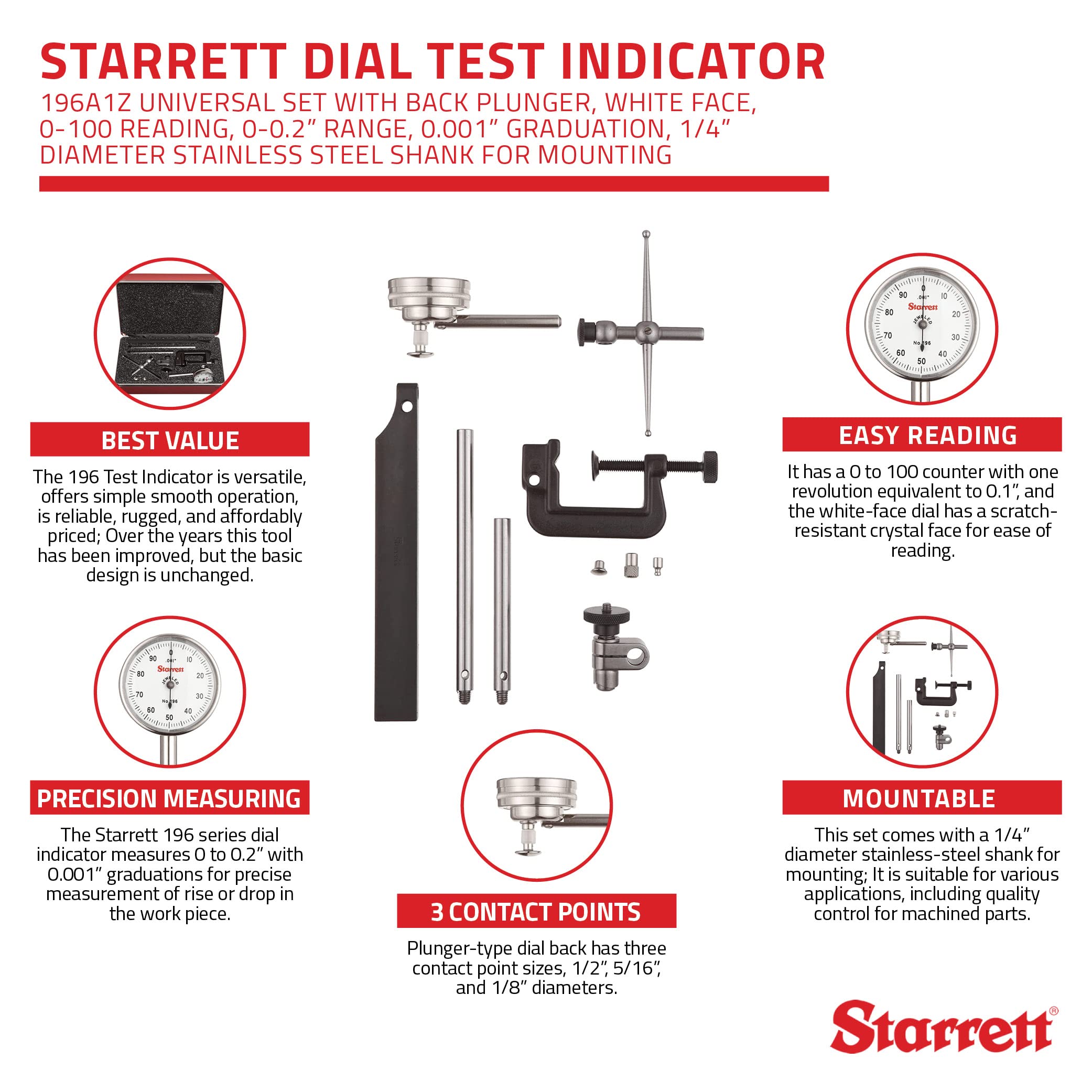 Starrett Dial Test Indicator,...B00008IHTF | Encarguelo.com