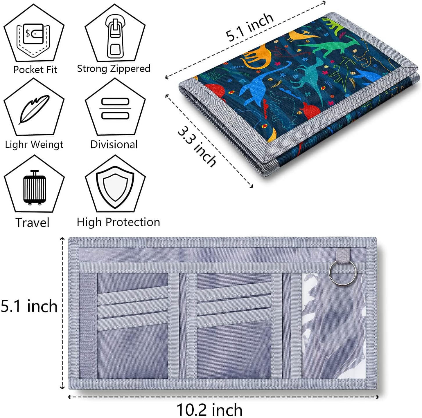 Buy TATAANTY Kids Wallet for Boys Girls Ages 3-12, Trifold Kids Wallets ...