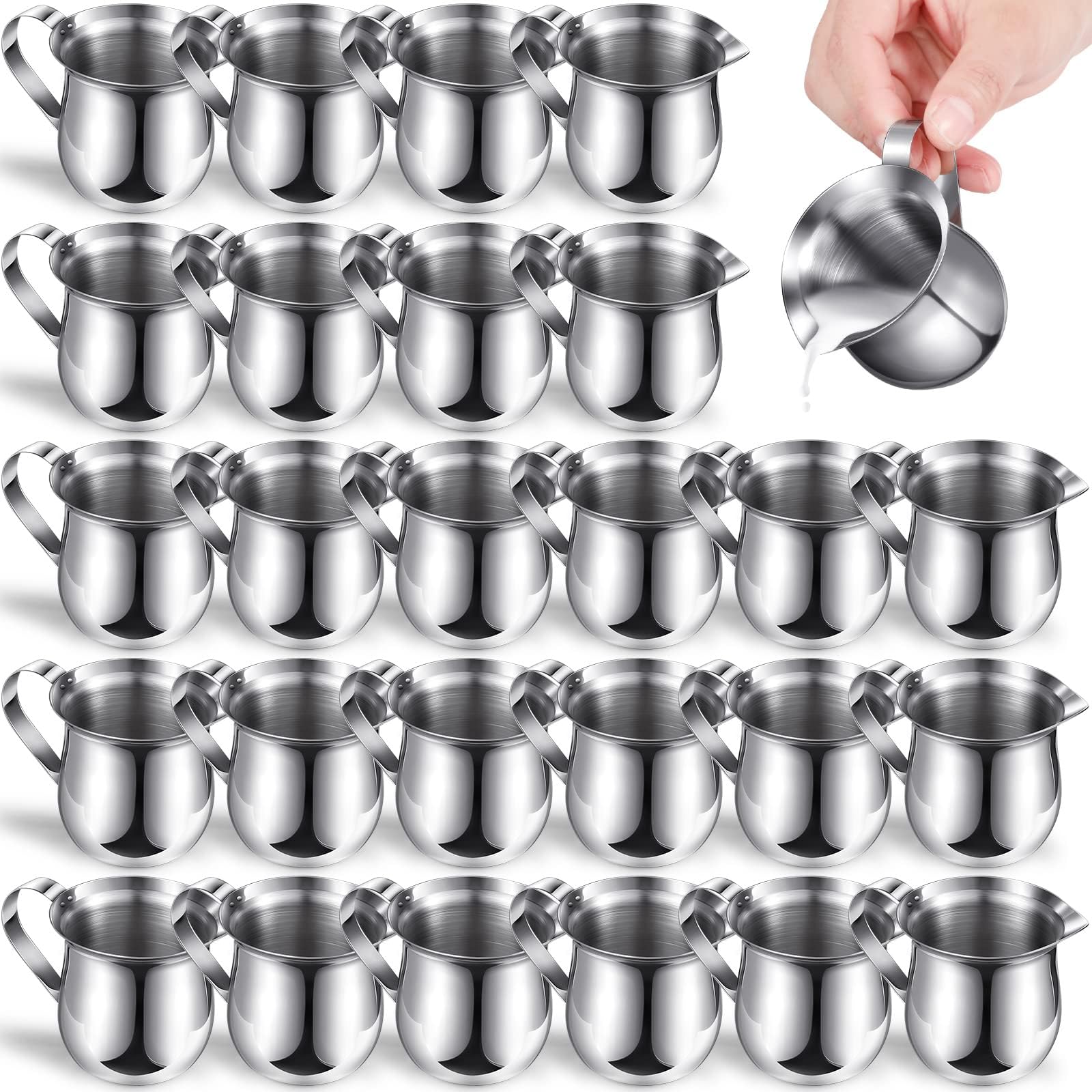 Amazon.com | Yesland 6 Pack 3 oz Bell Creamers, Stainless Steel Wide ...