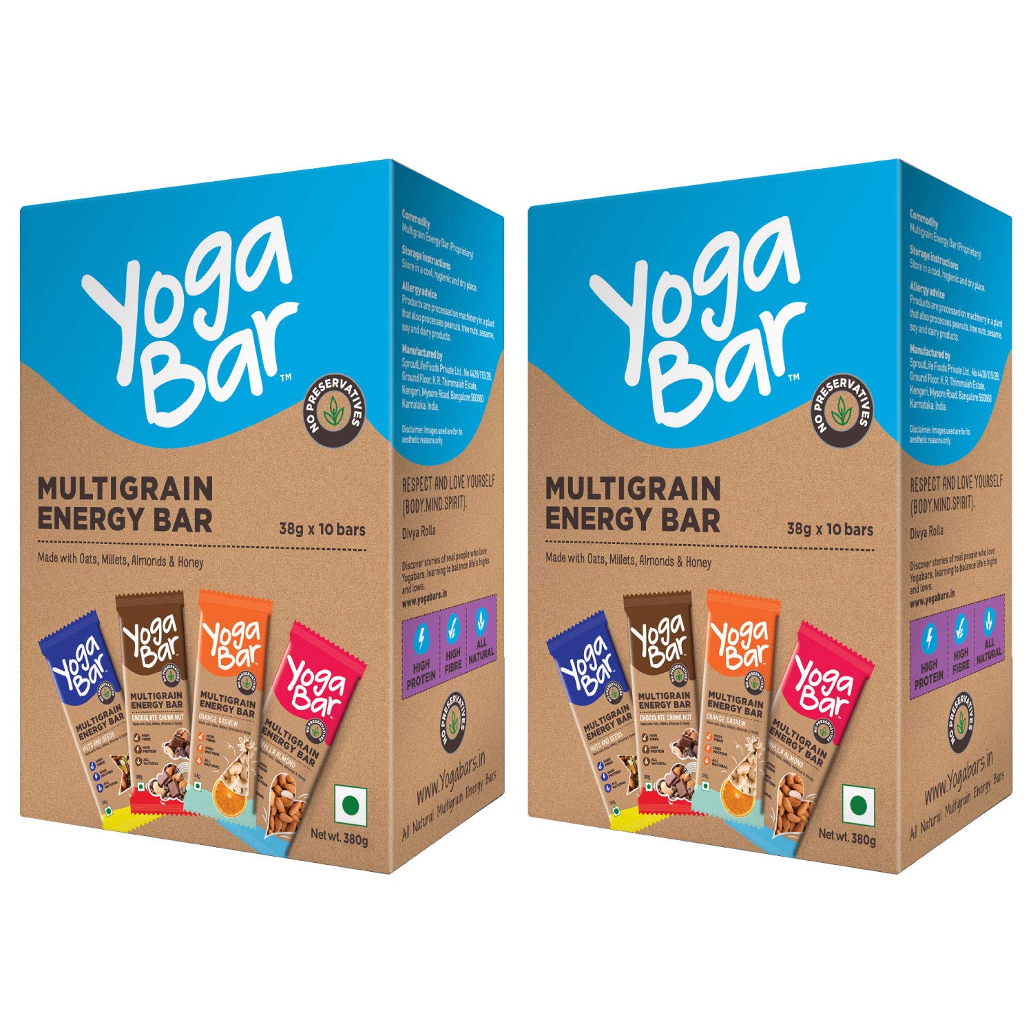 Yogabar Multigrain-Energy Snack Bars - Pack of 20, Healthy Diet with ...