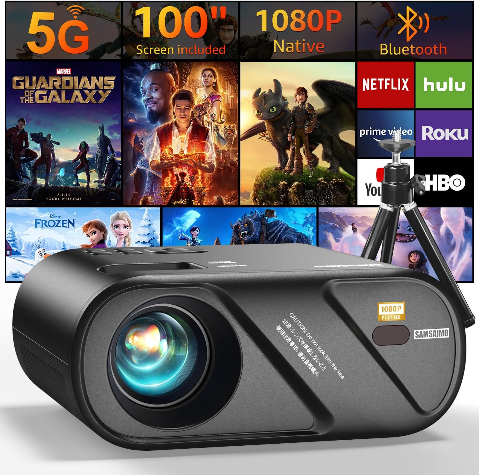 Amazon.com: FANGOR 1080P HD Projector, WiFi Bluetooth Projectors, Max ...