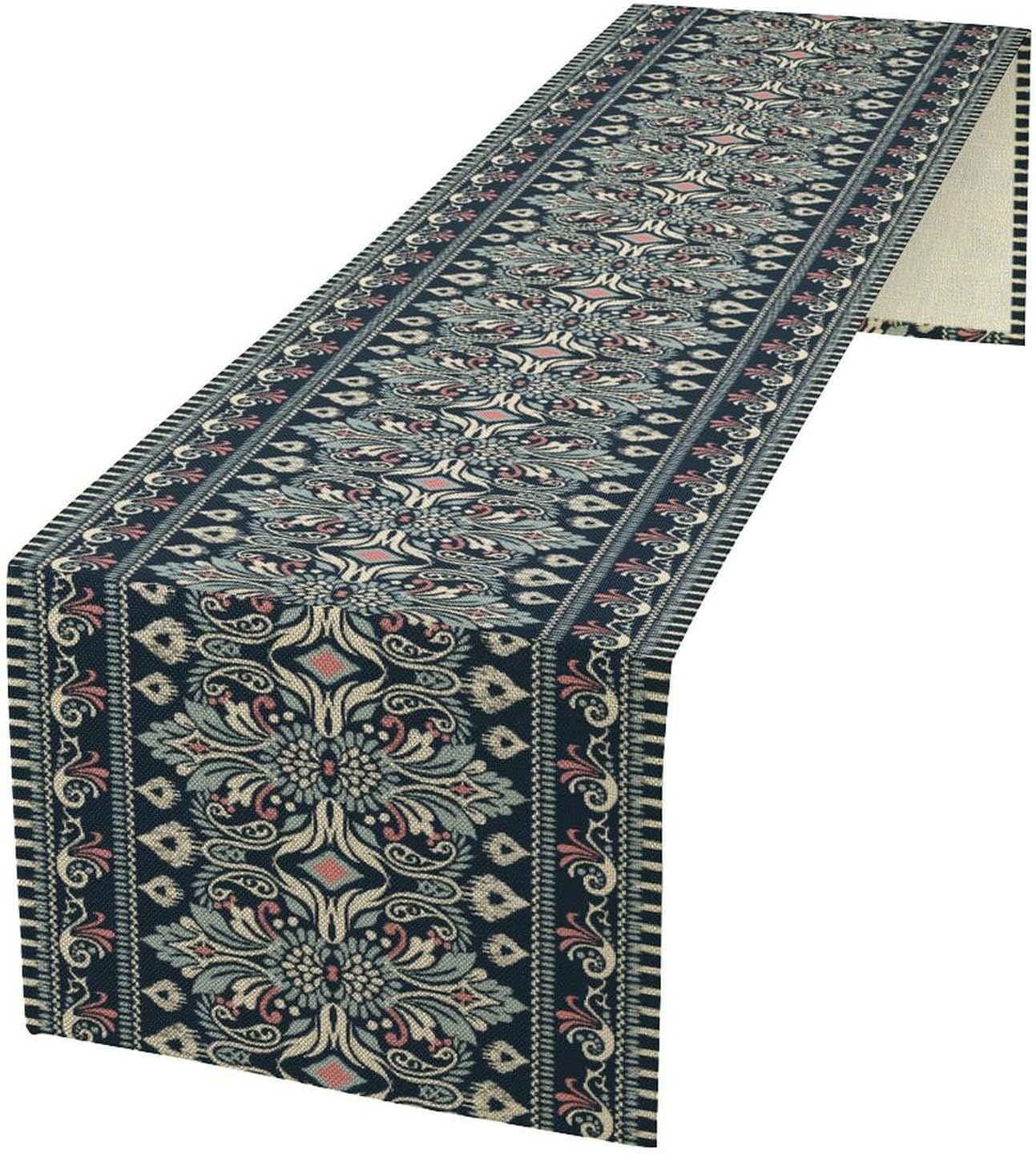 Amazon.com: Aztec Table Runner, Ikat Ethnic Oriental Floral Pattern ...