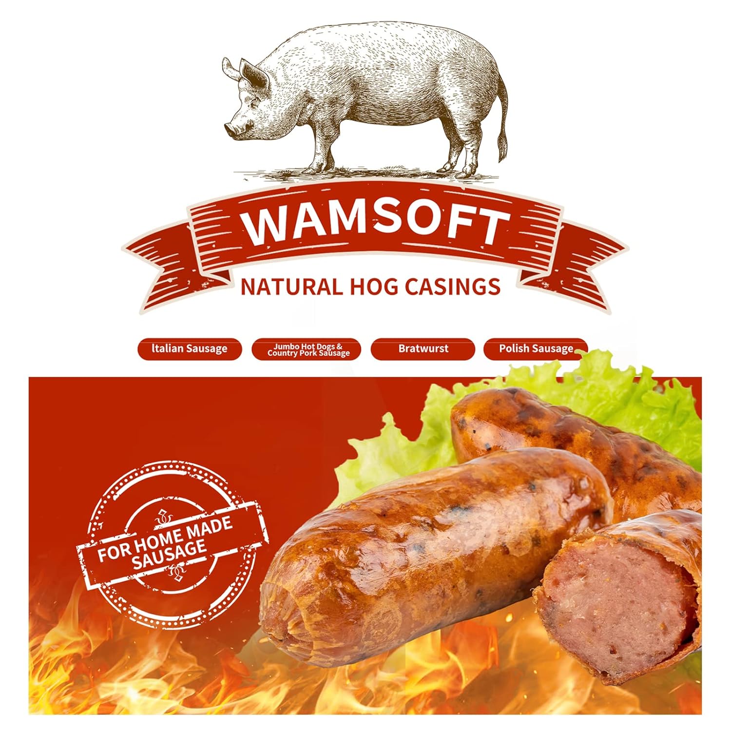 Amazon.com: WAMSOFT Premium Natural Hog Casings for Sausage Making: Artisanal Sausage Makers,8 ...