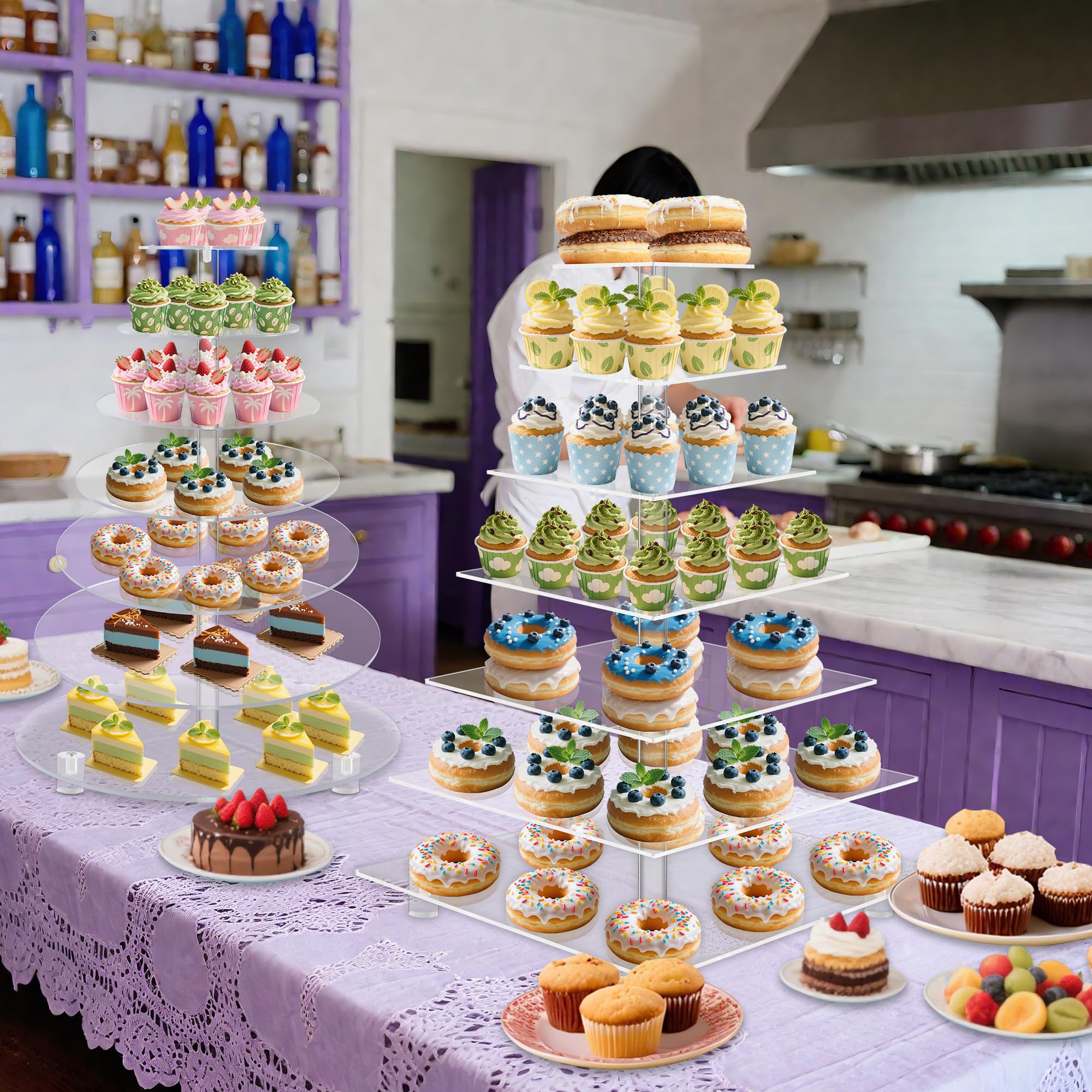 Snapklik.com : YestBuy 7 Tier Square Acrylic Maypole Cupcake Stand ...