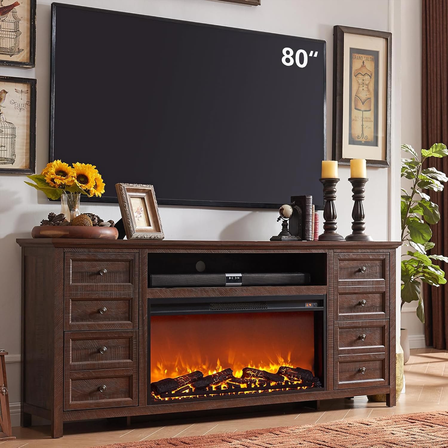 Amazon.com: Fireplace TV Stand for TVs up to 80 Inches with 36 ...