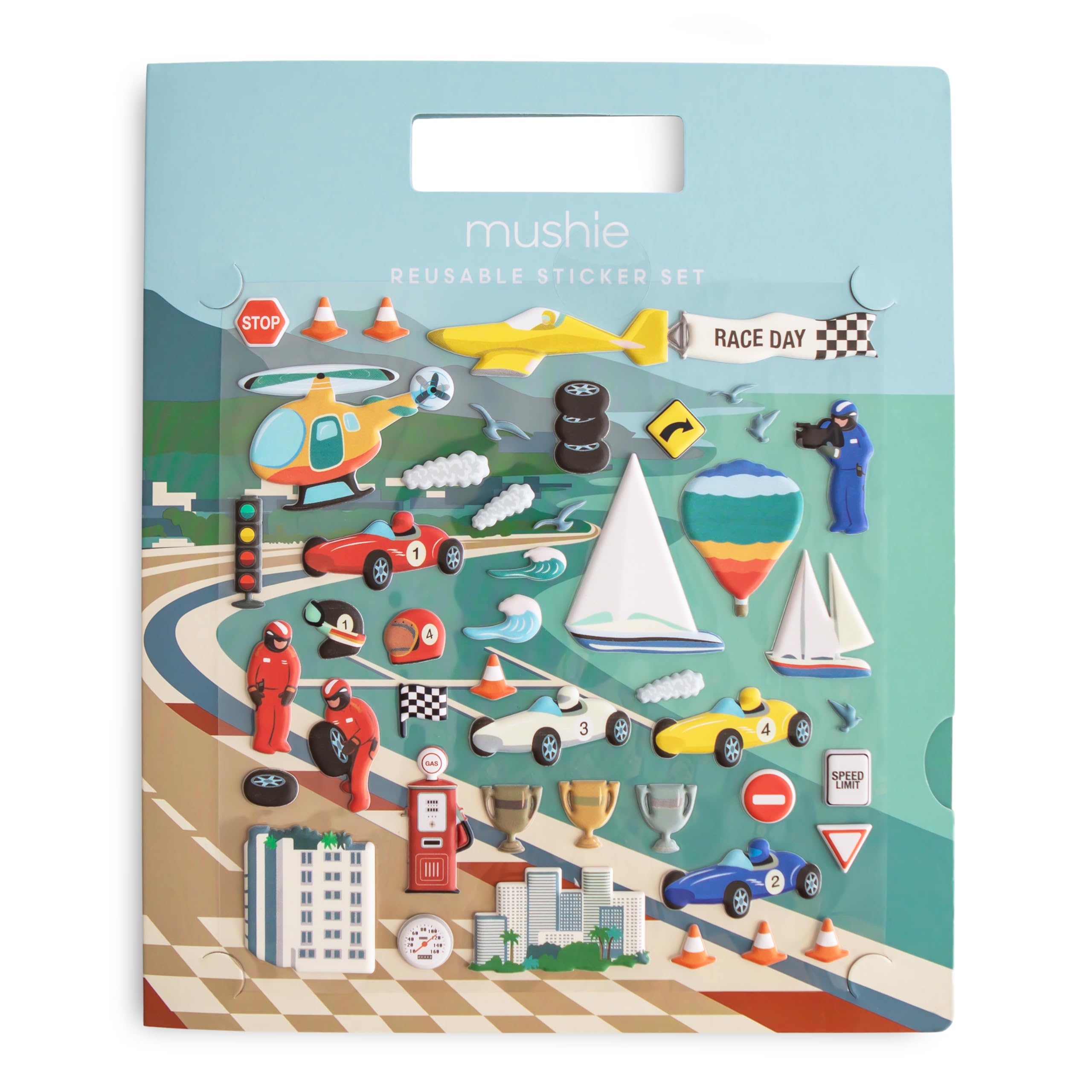 Amazon.com: mushie Reusable Sticker Book Set (Race Cars) | 100 ...