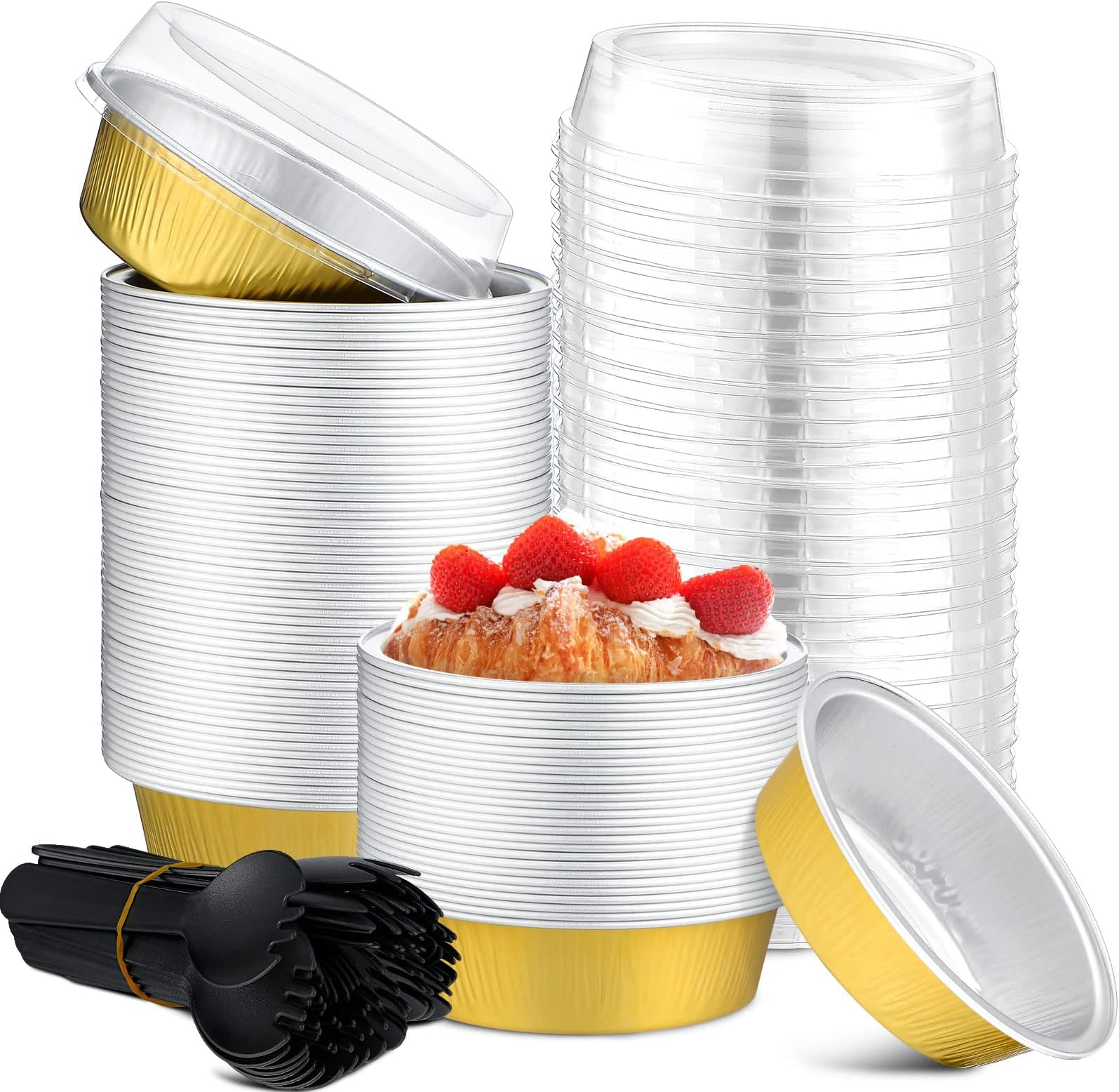 Amazon.com: 100 Pcs Aluminum Foil Cupcake Baking Cup with Lids ...