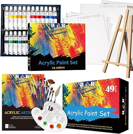 H & B 49pcs Acrylic Paint Set Art Painting Set With Canvas Board ...