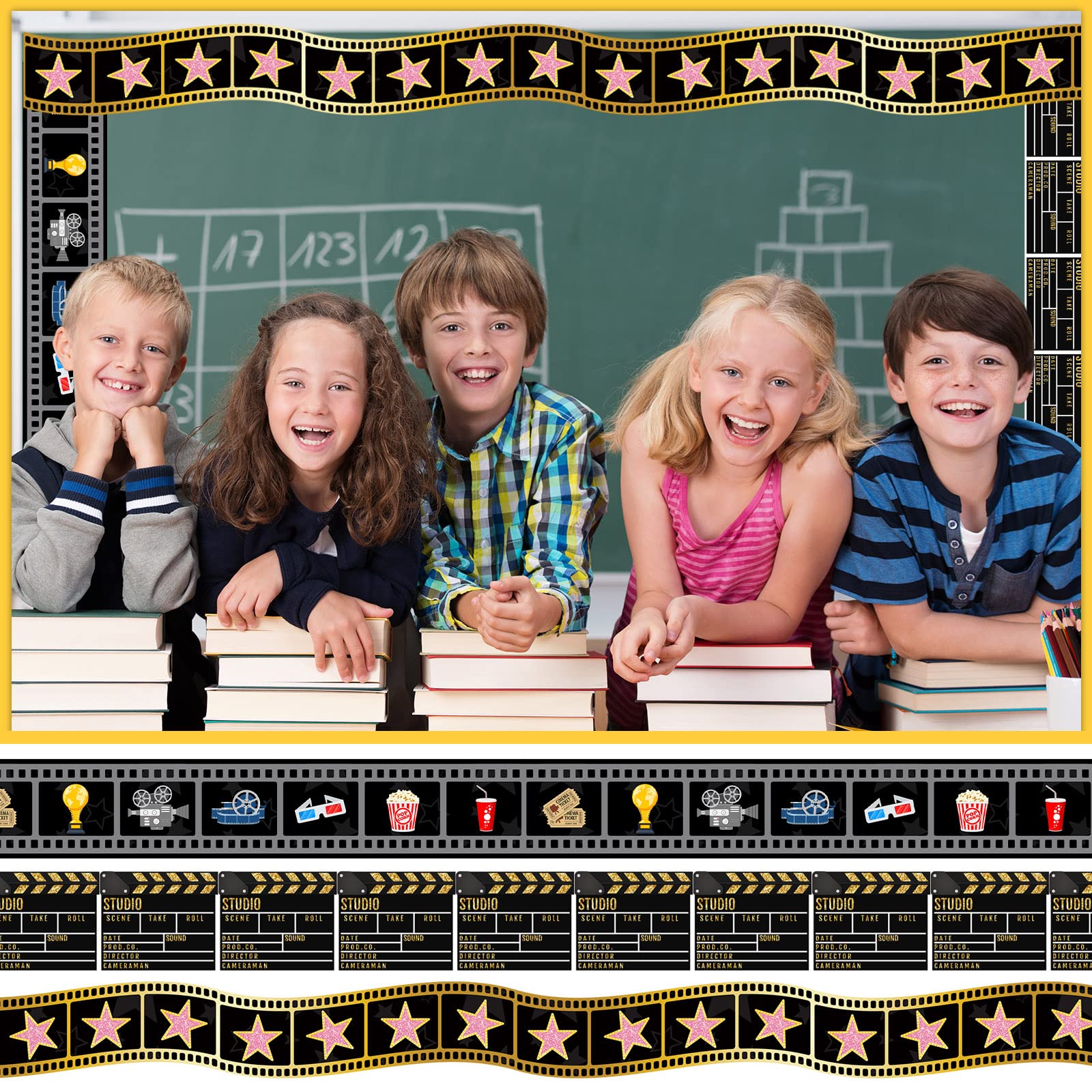 Snapklik.com : 4 Rolls 131 Ft Movie Night Bulletin Board Borders ...