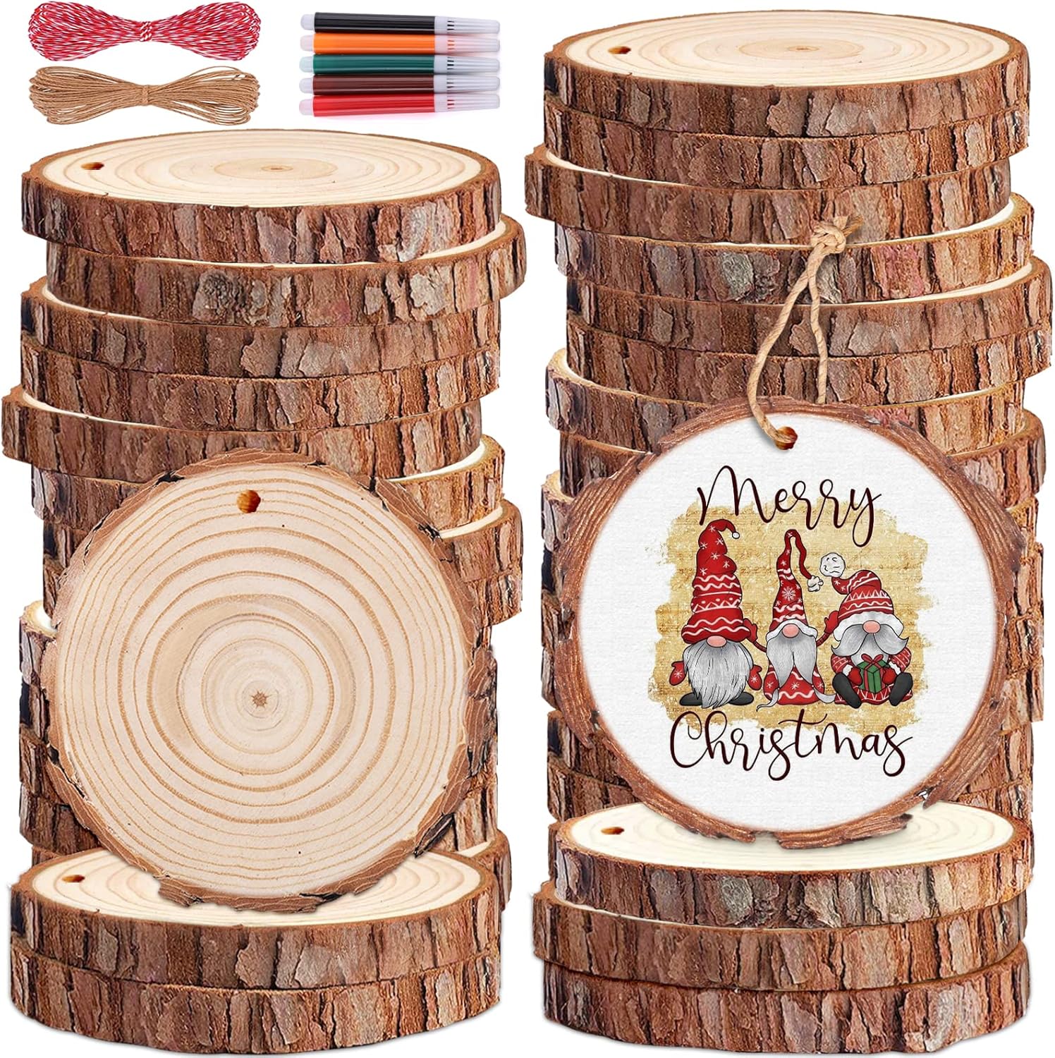 Amazon.com: Wood Slices 32 Pcs 2.8-3.1 Inch, Natural Unfinished Wood ...