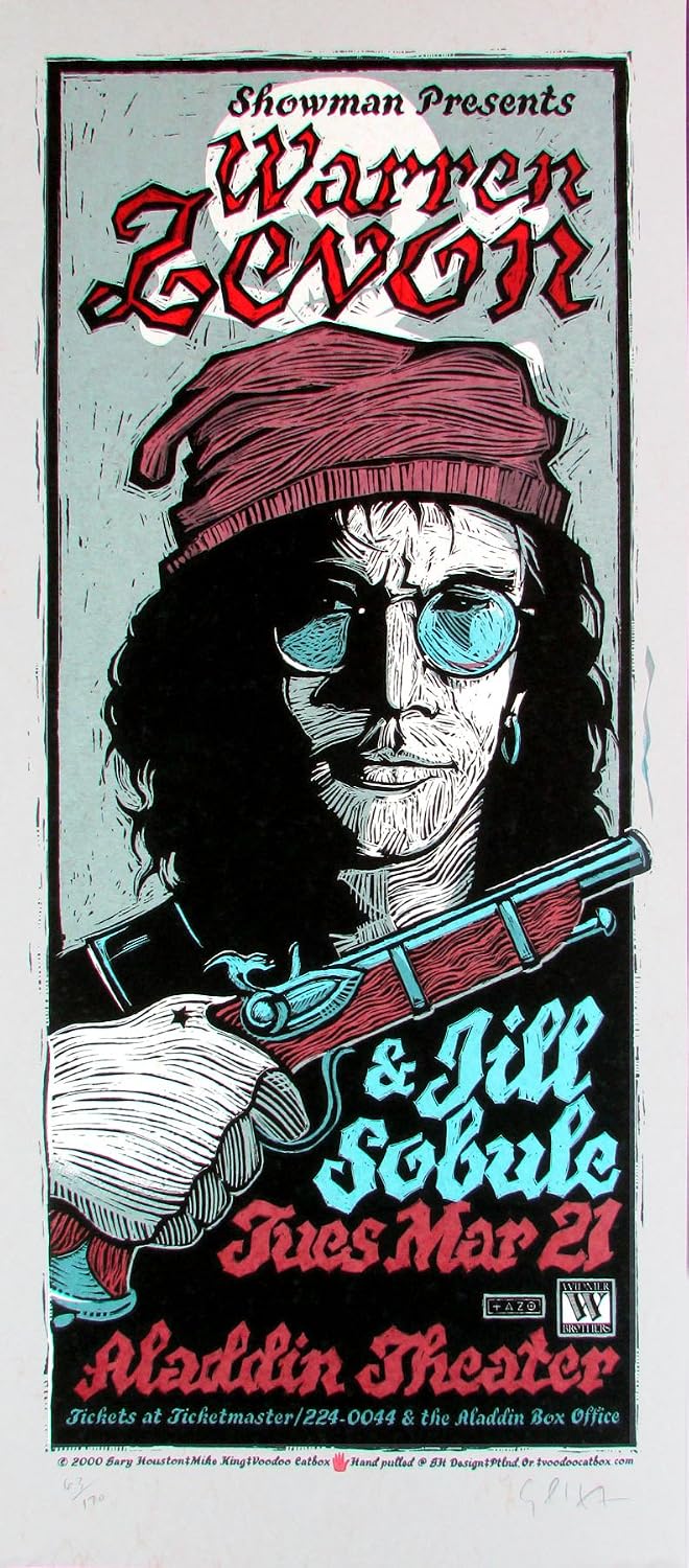 Amazon.com: Warren Zevon Poster Signed Numbered Silkscreen by Gary ...