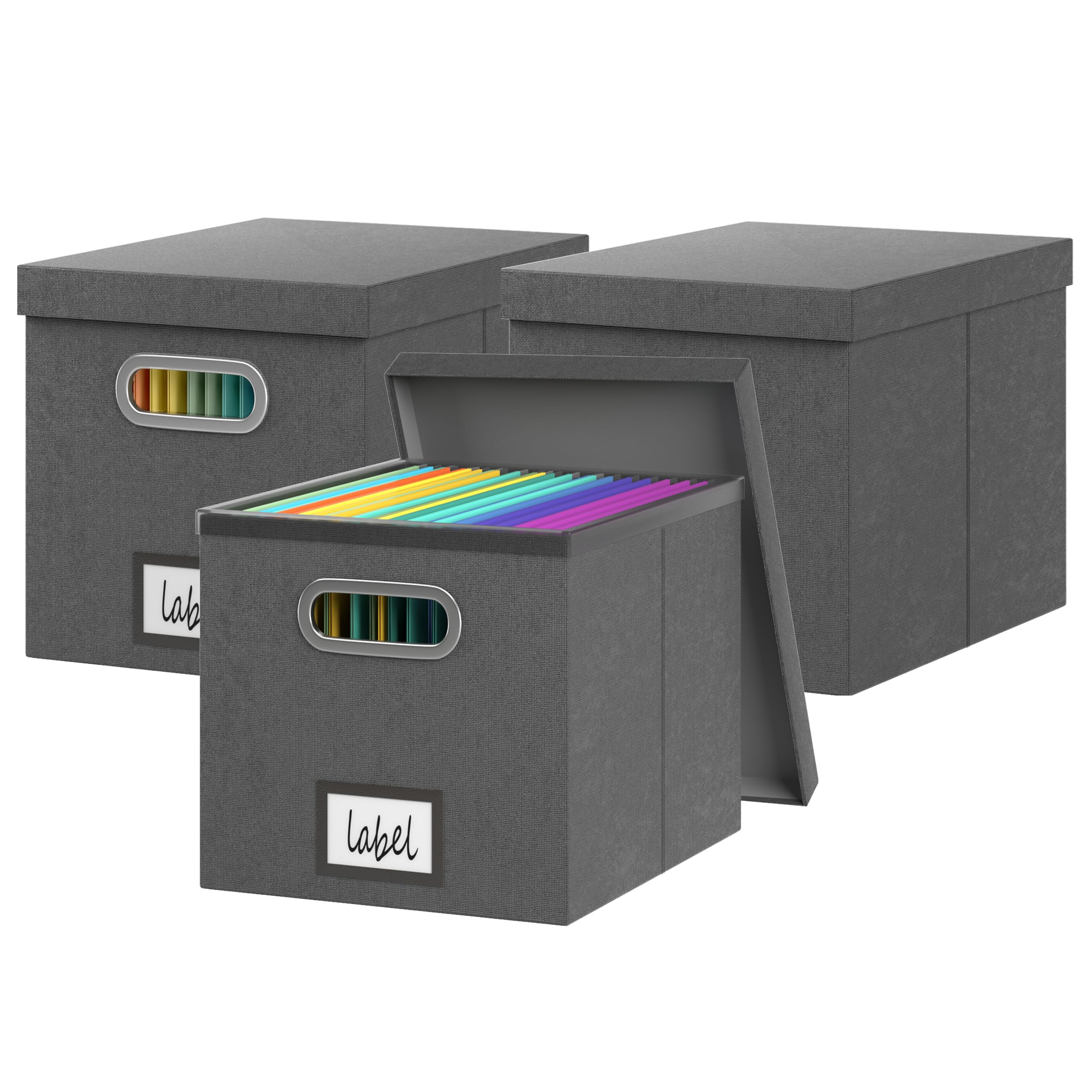 Amazon.com: GRSQYS 3 Pack File Storage Box with Lid File Boxes for ...