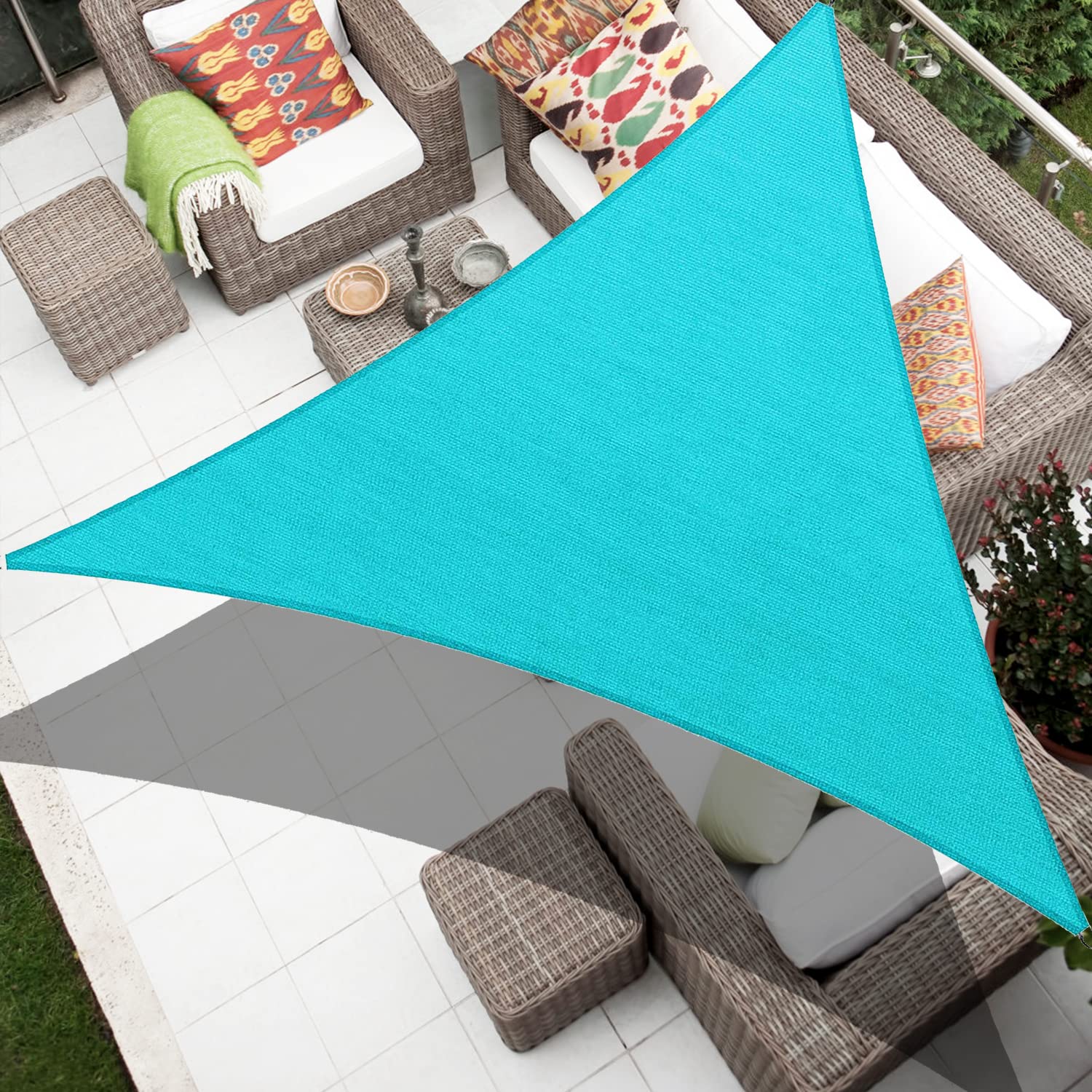 Amazon.com : KAMEA KENNA 10' x 10' x 10' Turquoise Triangle Sun Shade ...