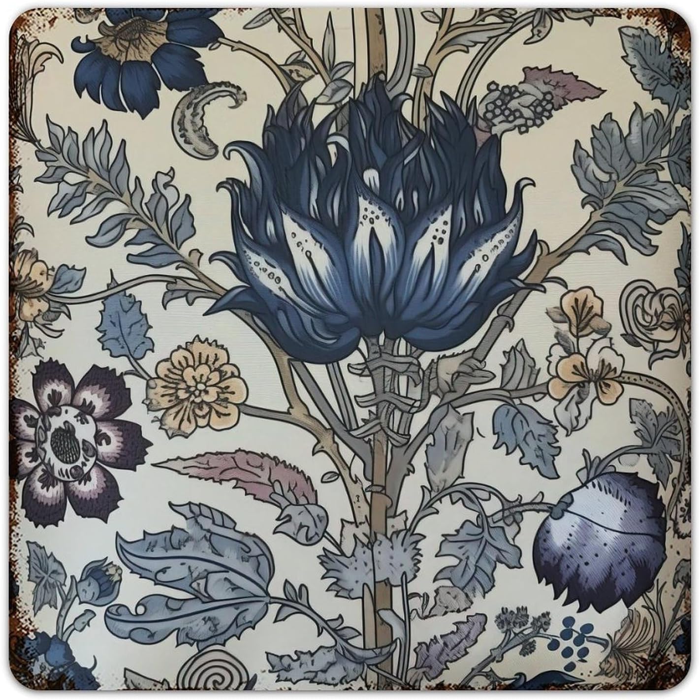 Amazon.com: Blue And White Porcelain' Floral 12x12 Inch Metal Signs ...