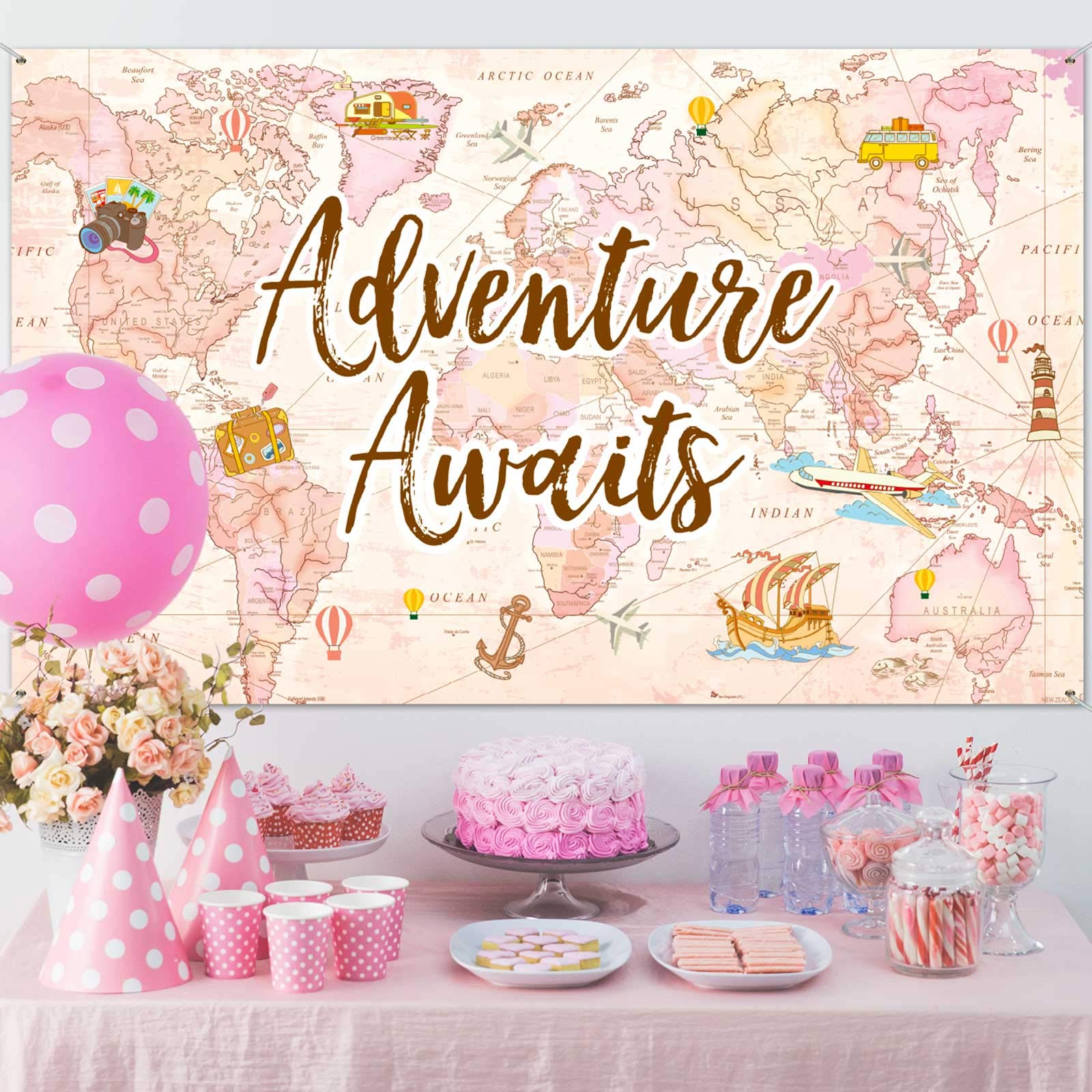 Travel Themed Party Decorations Supplies Adventure Awaits Bon Voyage ...