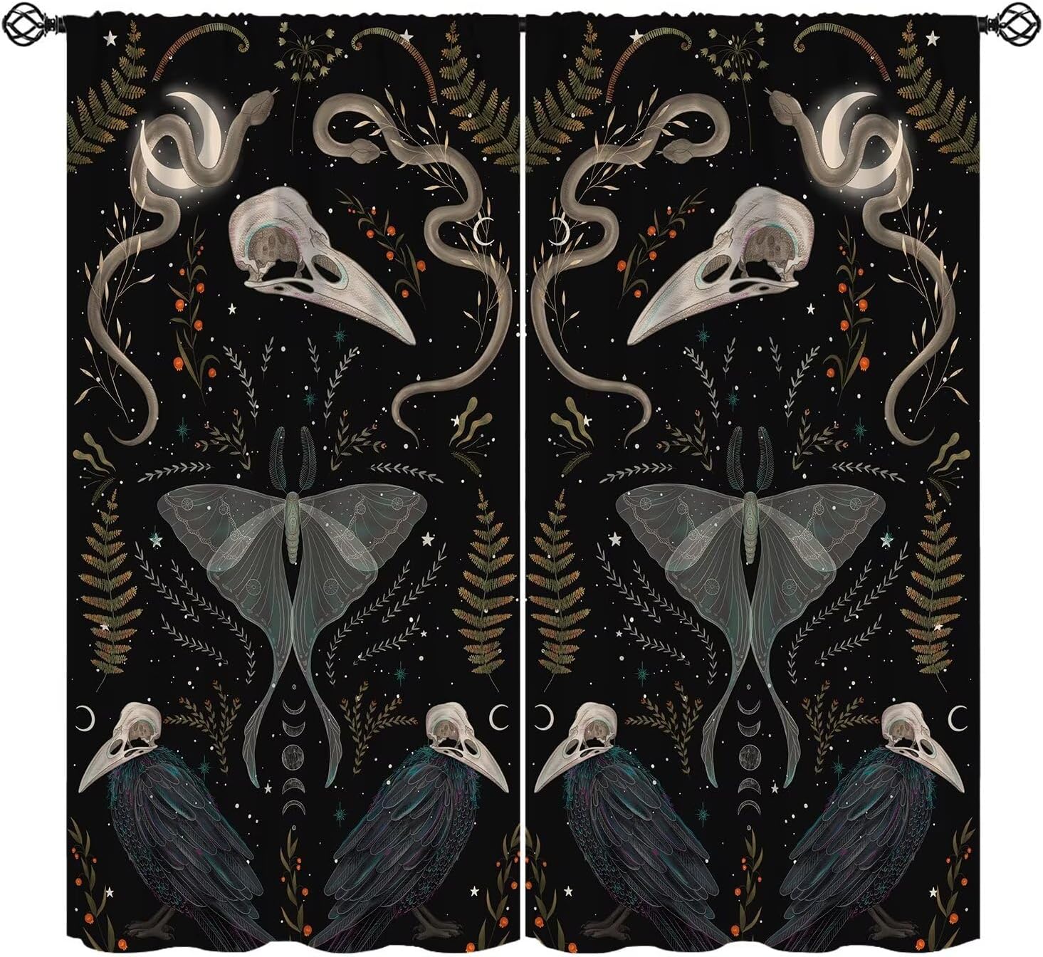 Amazon.com: FengMingRui Retro Gothic Curtain Halloween Crow Moth Gothic ...