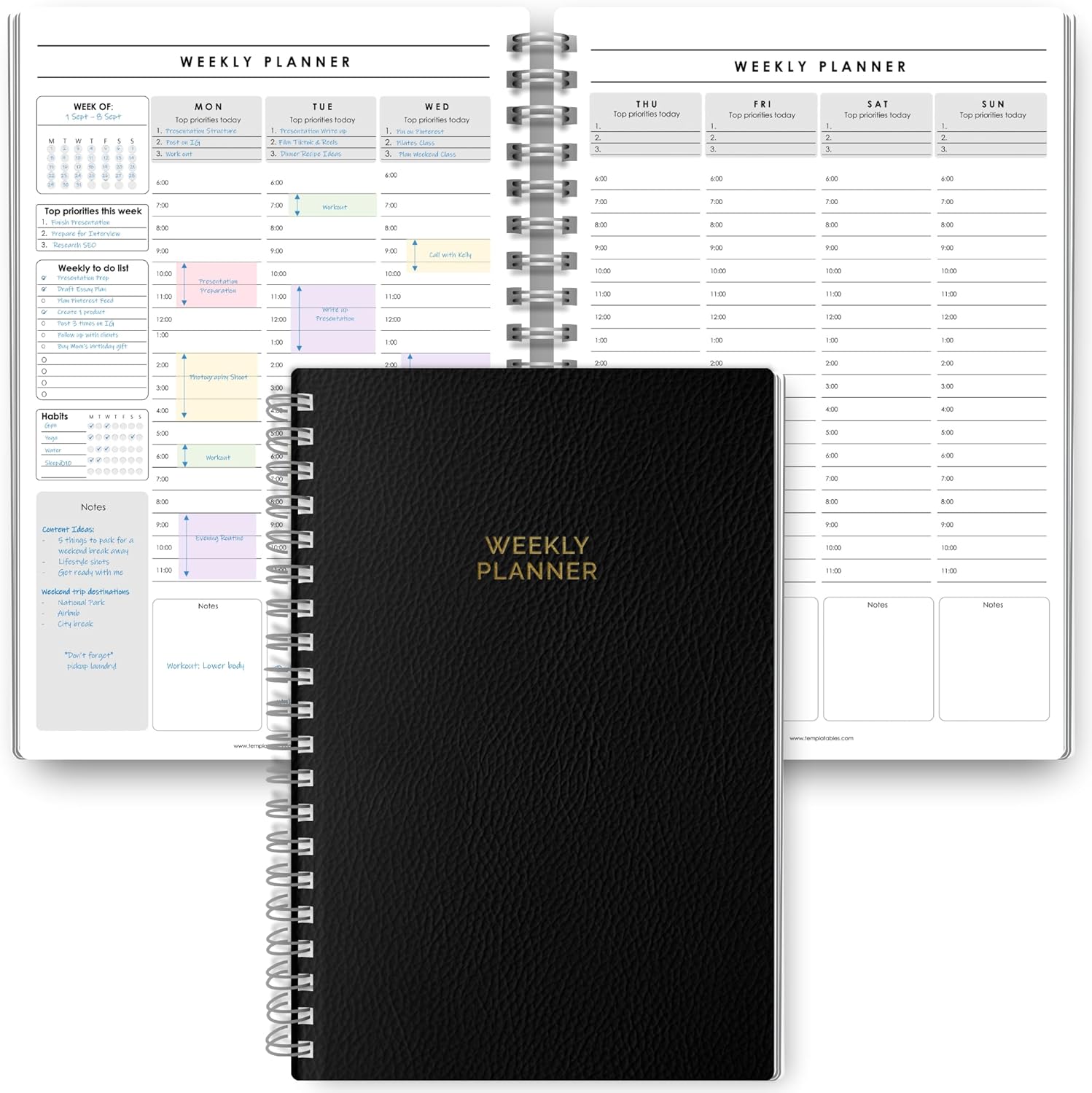 Amazon.com : Weekly & Hourly Planner Organizer | Weekly Schedule, To Do ...