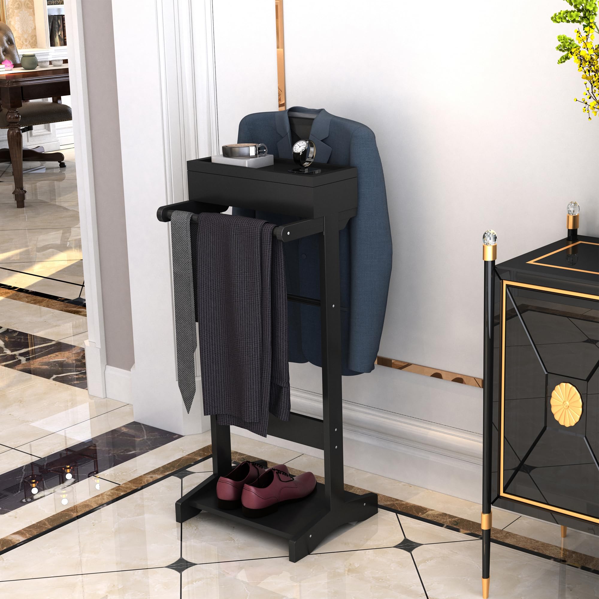 Clothes Valet Stand for Men, Free Standing Clothing Garment Rack Suit ...