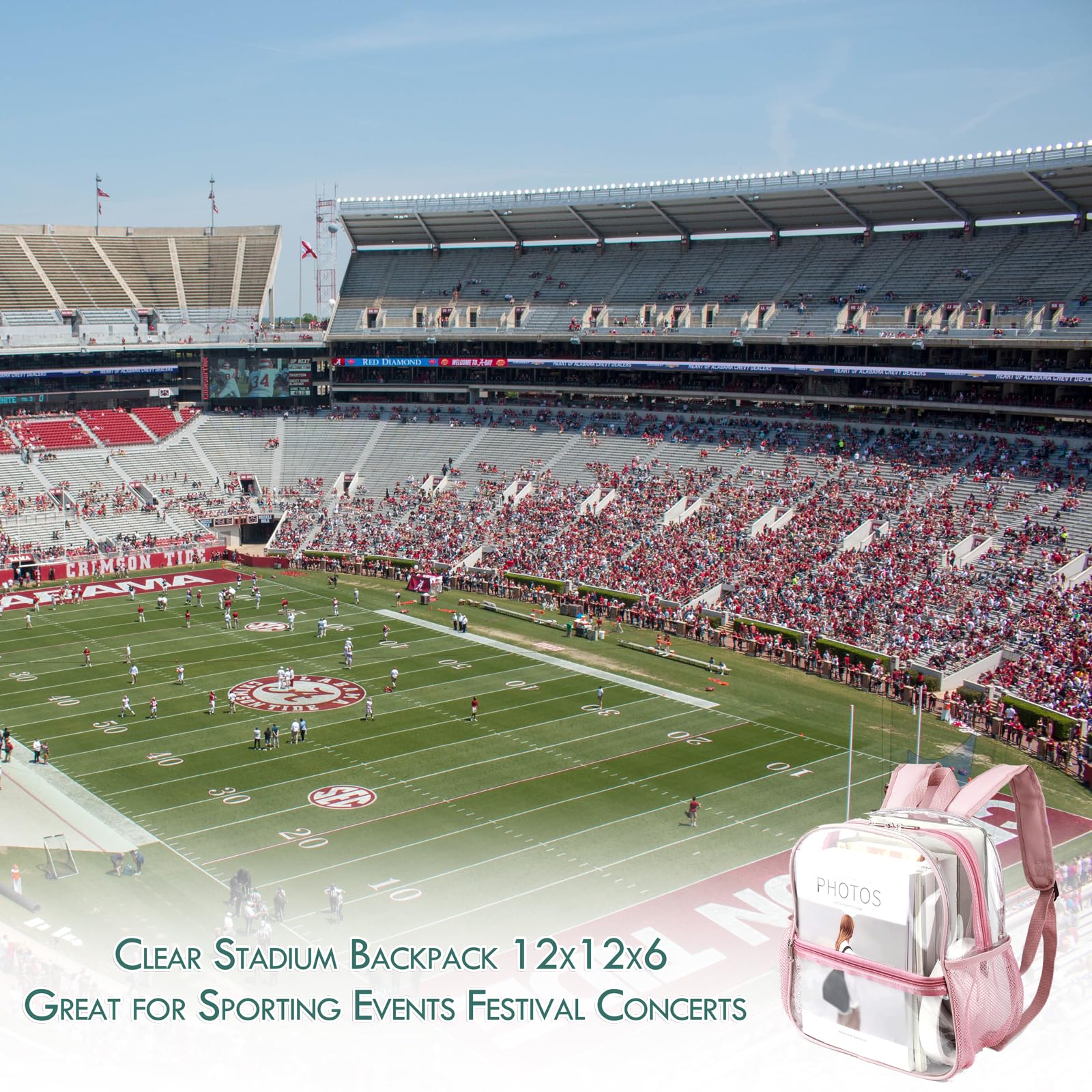 Snapklik.com : Keepcross Rose Gold 12x6x12 Clear Backpack For Stadium ...