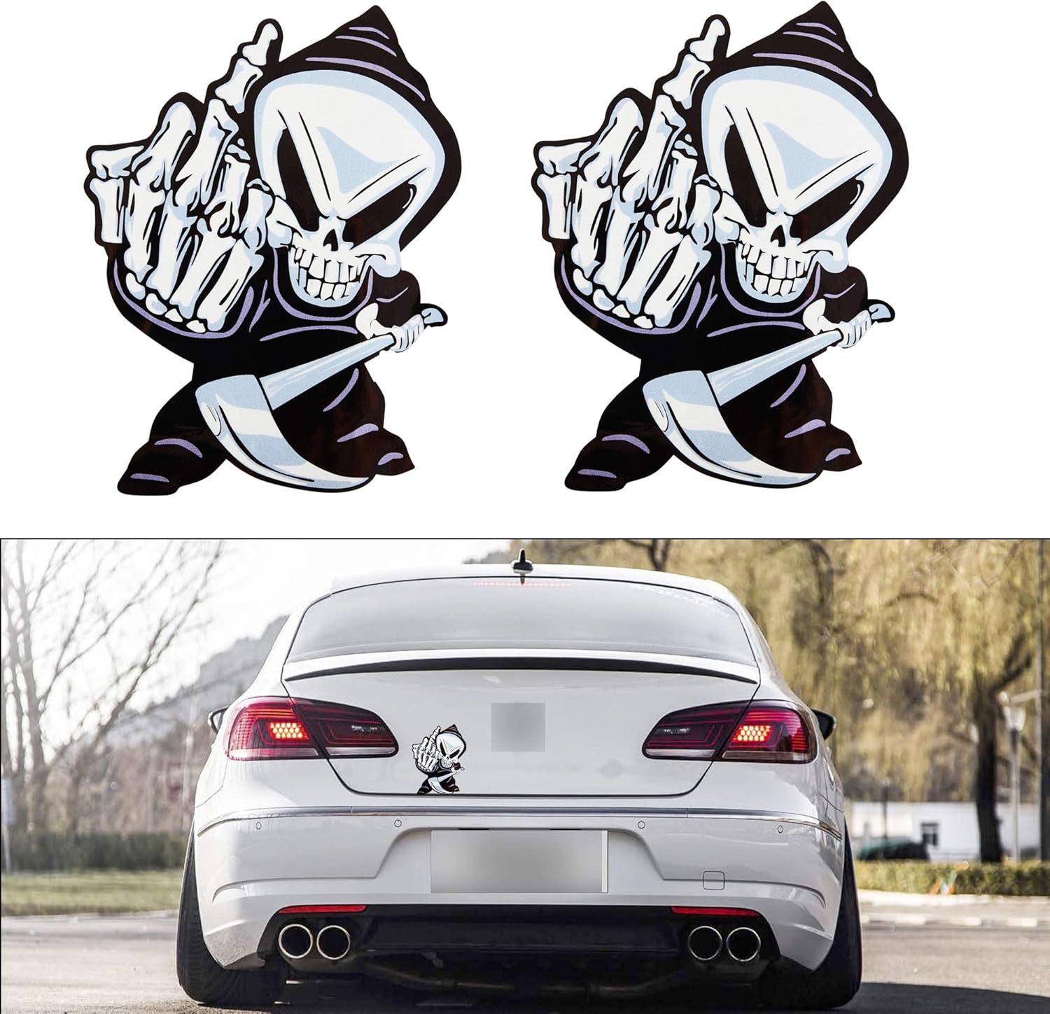 Amazon.com: TOMALL 2pcs 7'' Middle Finger Skull Sickle Stickers ...