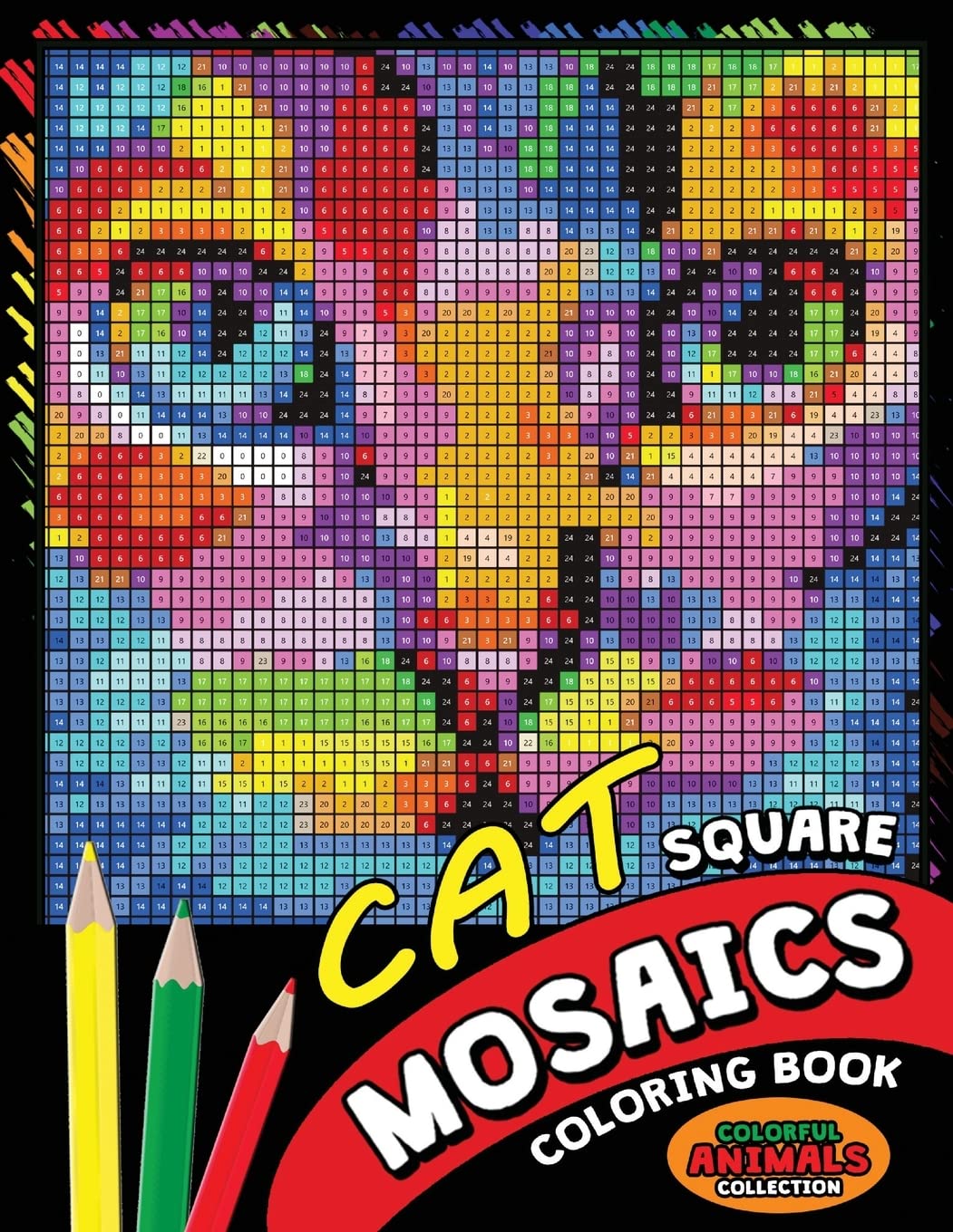 Amazon.com: Cat Square Mosaics Coloring Book: Colorful Animals Coloring ...