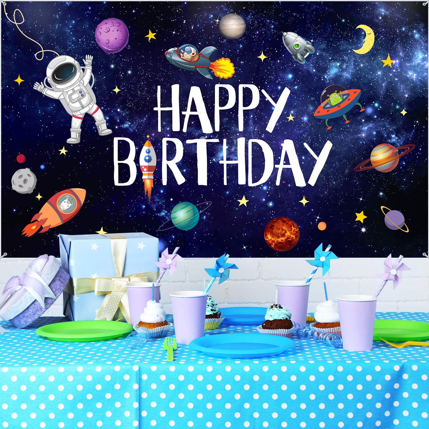 Buy Outer Space Happy Birthday Photography Background Astronaut Rocket ...
